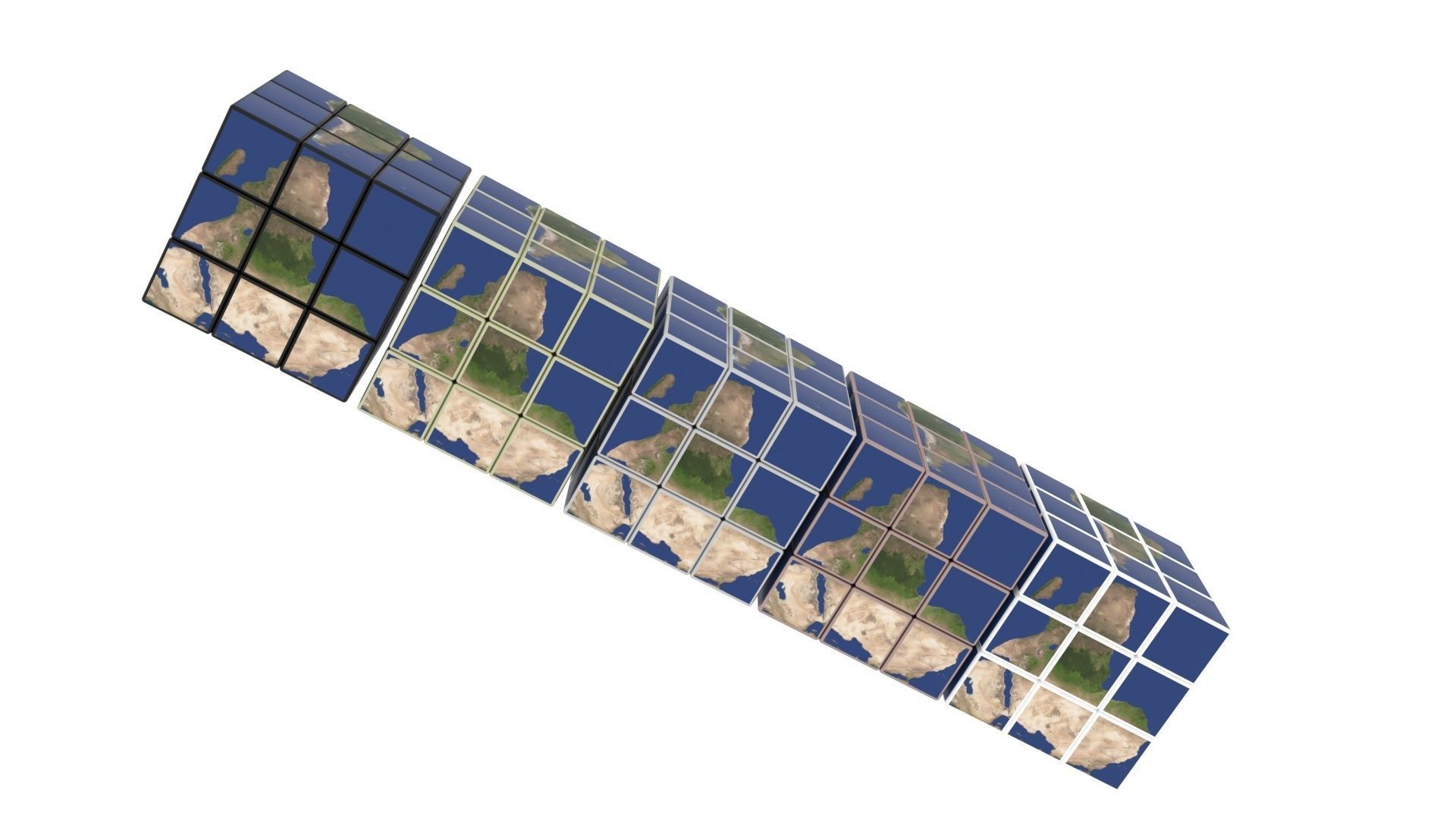 World Map Rubiks Cubes Set 3D model | CGTrader