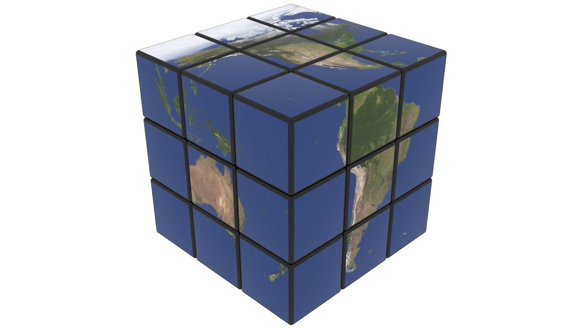 World Map Rubiks Cubes Set 3D model | CGTrader