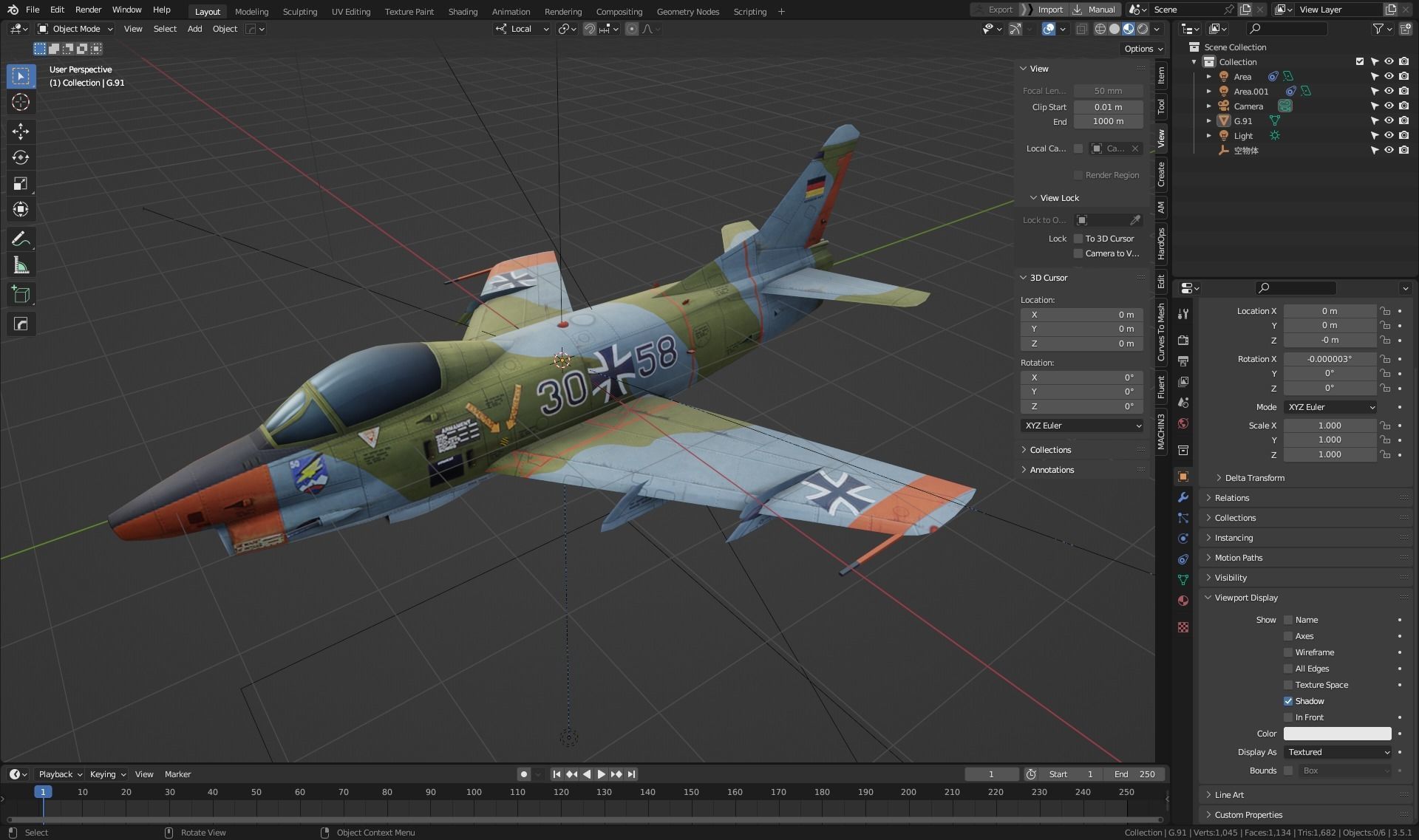 3D model Italian aircraft Fiat G-91 painted game model Low-poly 3D ...