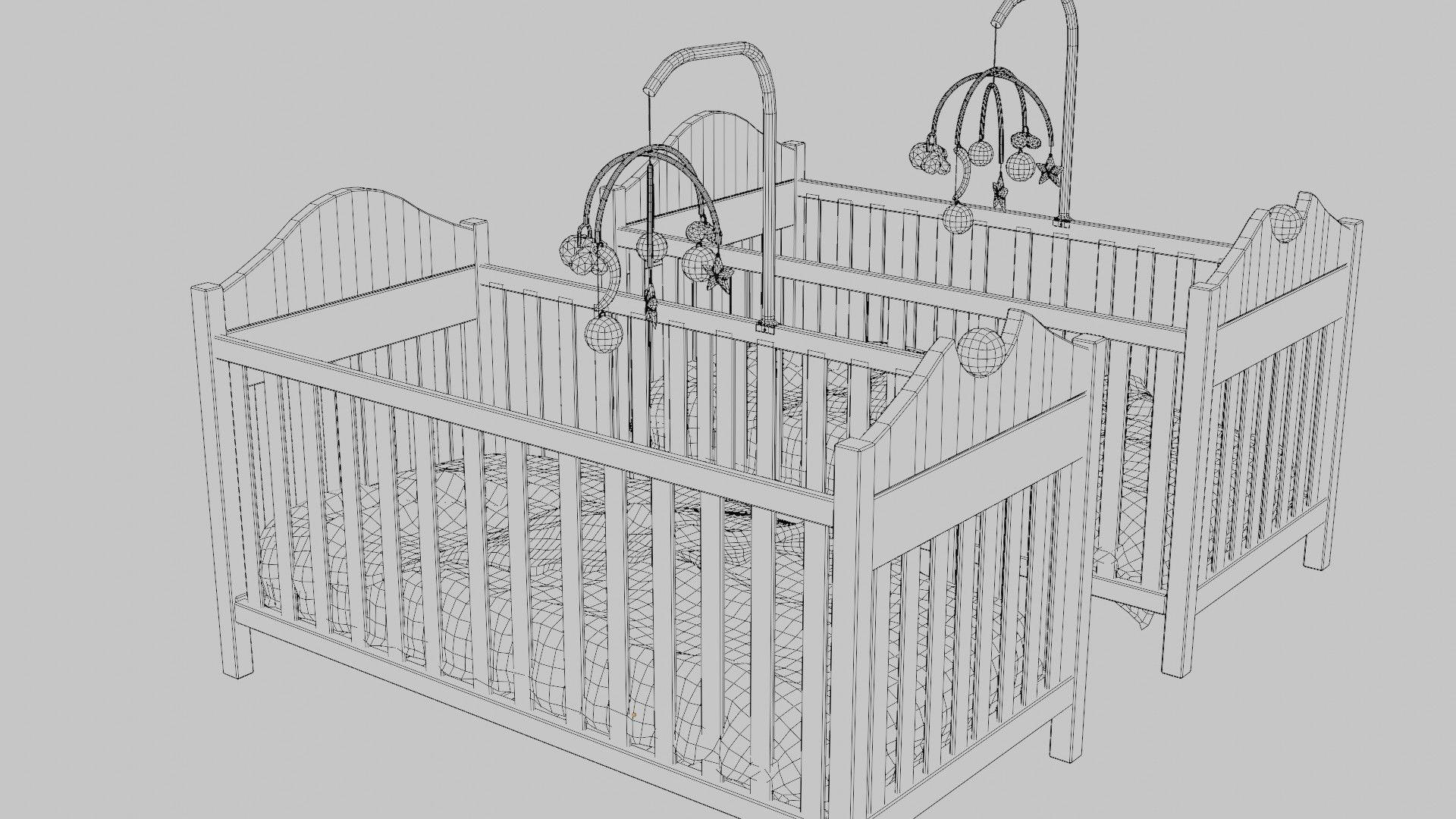 3D model Baby crib with clean and dirty 4k pbr textures VR / AR / low ...