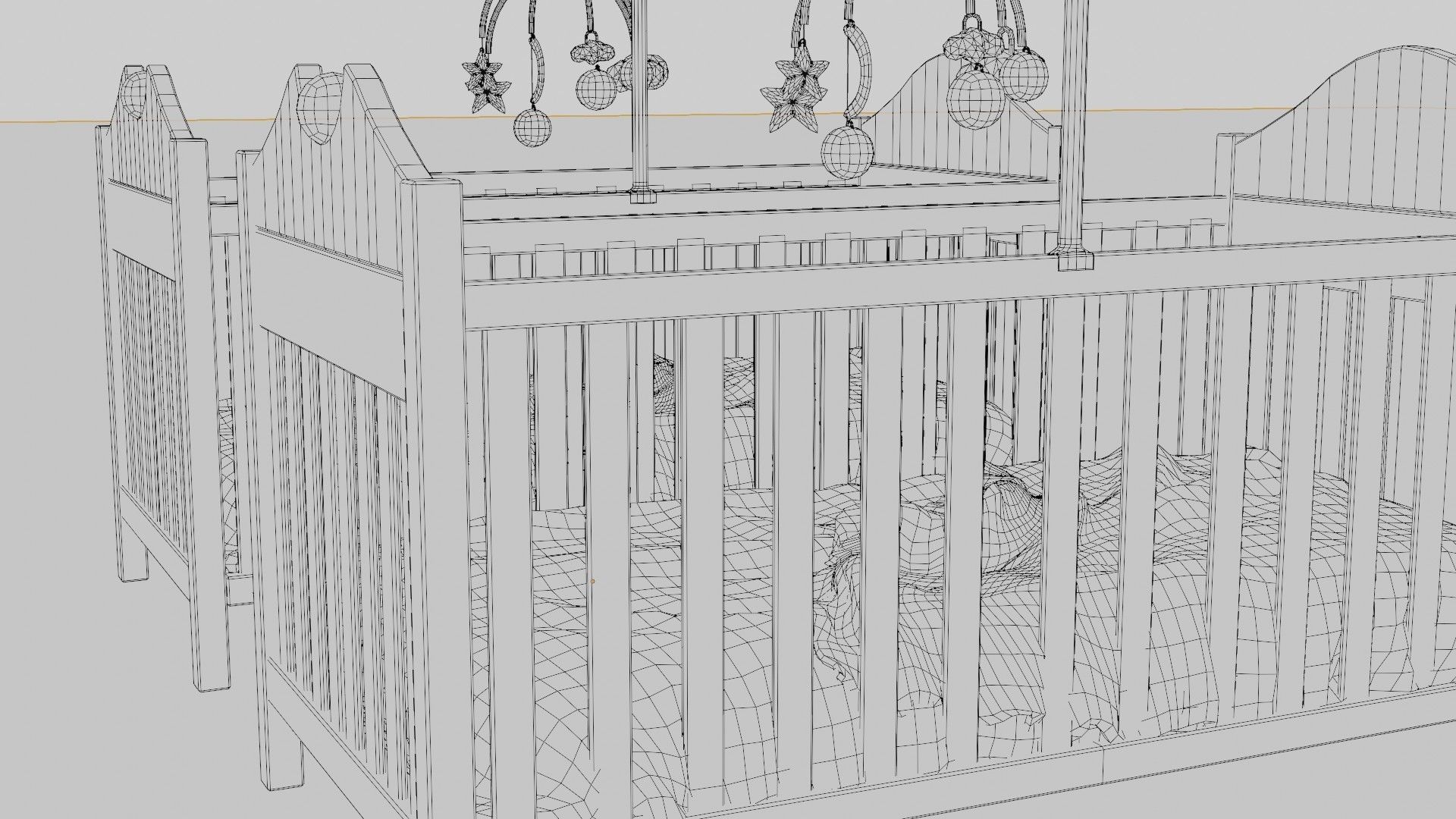 3D model Baby crib with clean and dirty 4k pbr textures VR / AR / low ...
