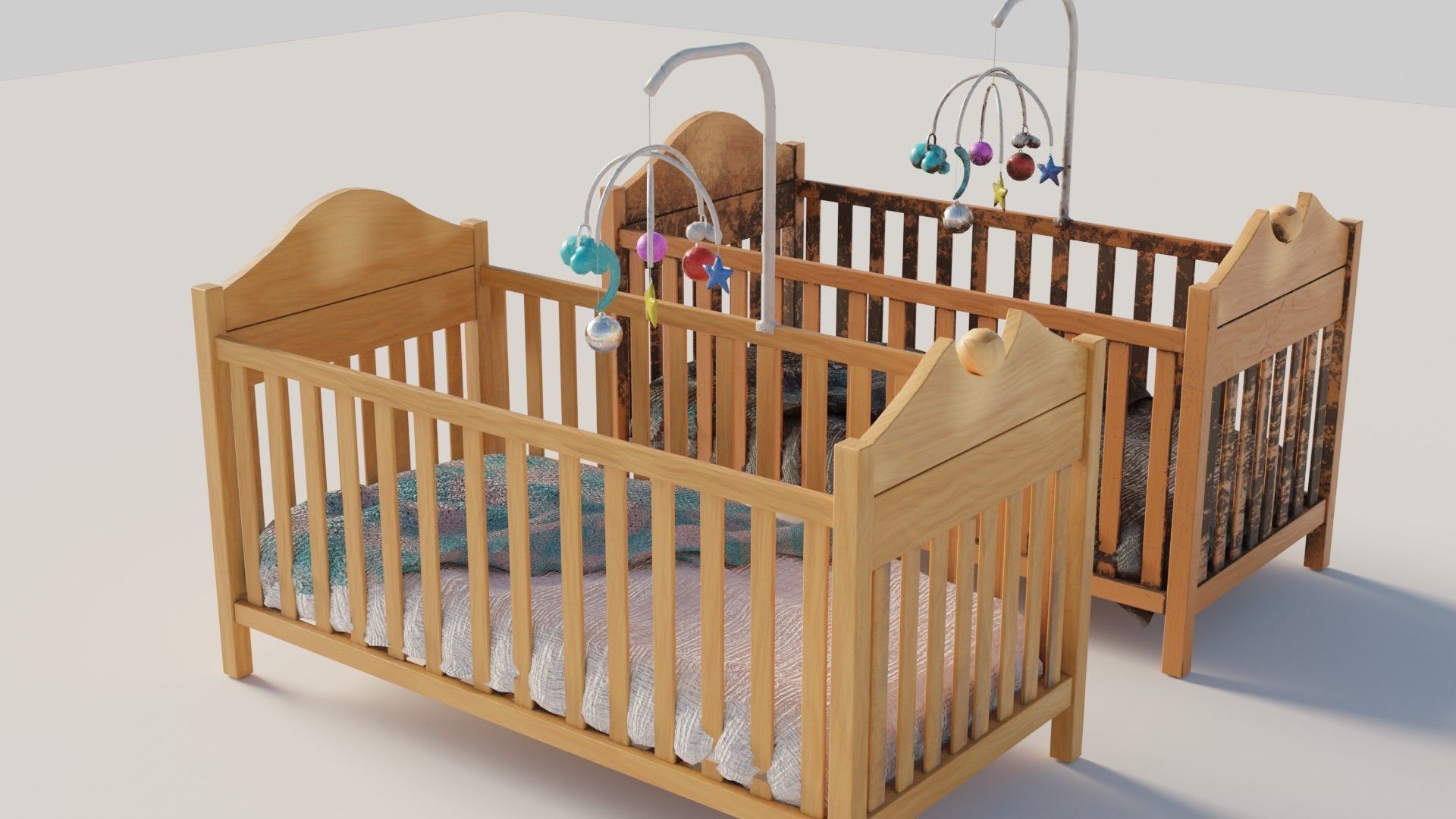 3D model Baby crib with clean and dirty 4k pbr textures VR / AR / low ...