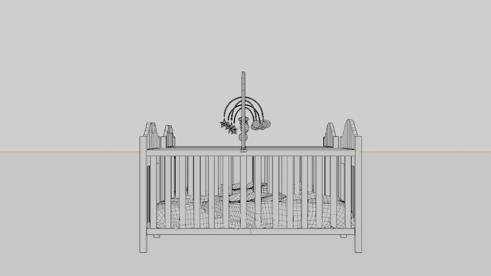 3D model Baby crib with clean and dirty 4k pbr textures VR / AR / low ...