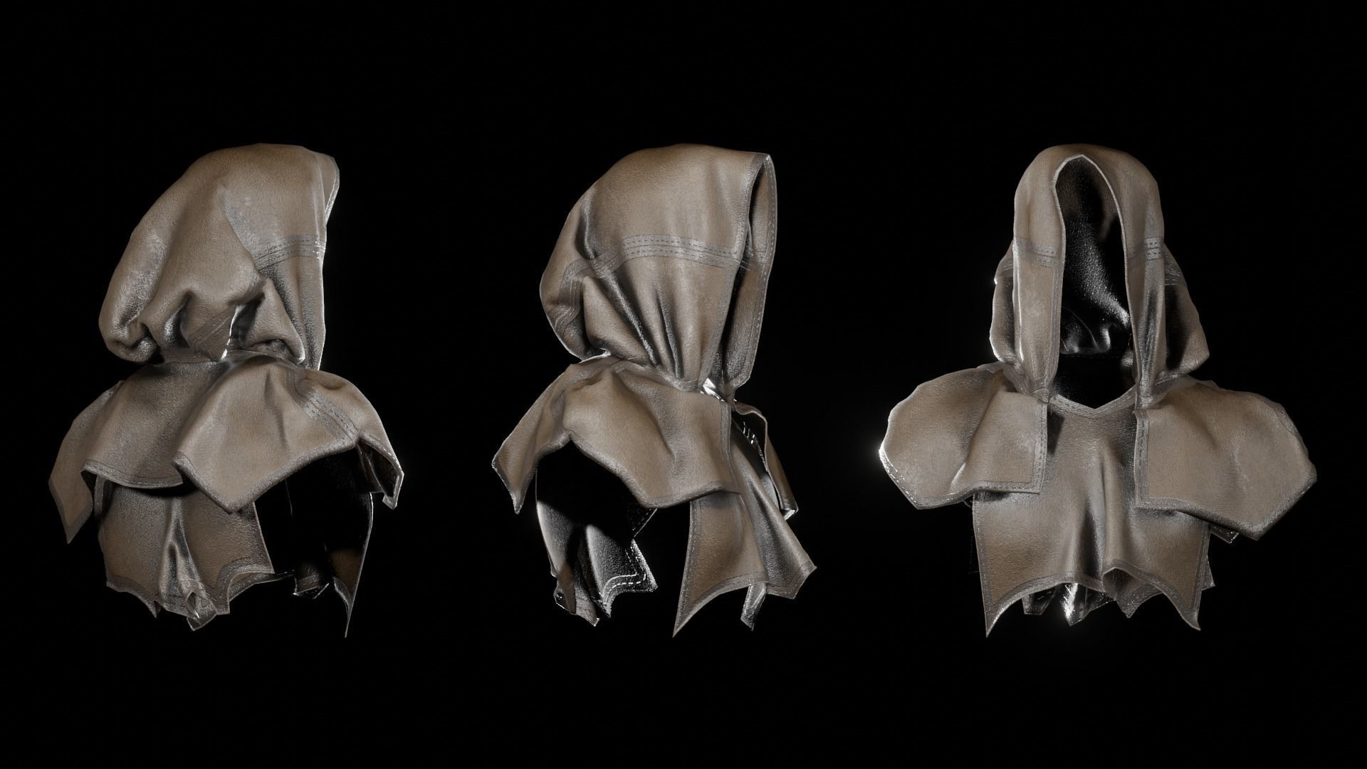 3D model medieval hood cloak pack VR / AR / low-poly | CGTrader