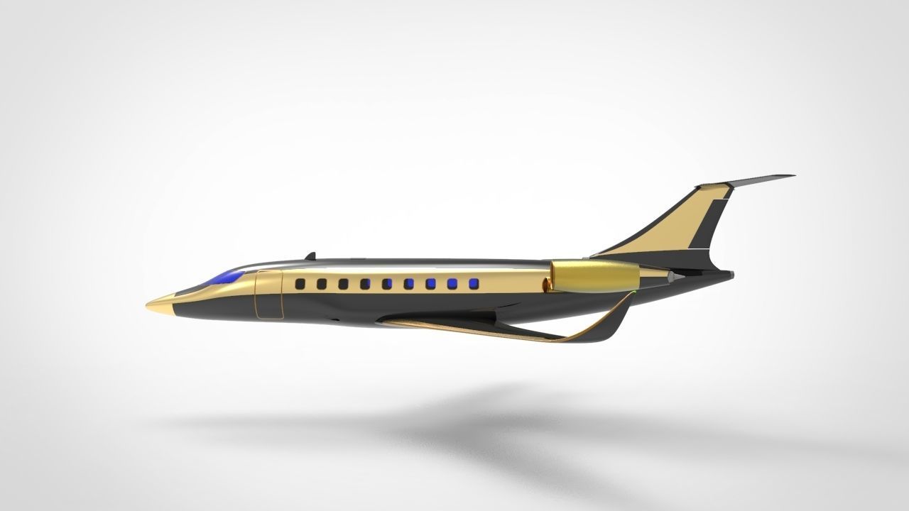 golden private jet 3D model | CGTrader