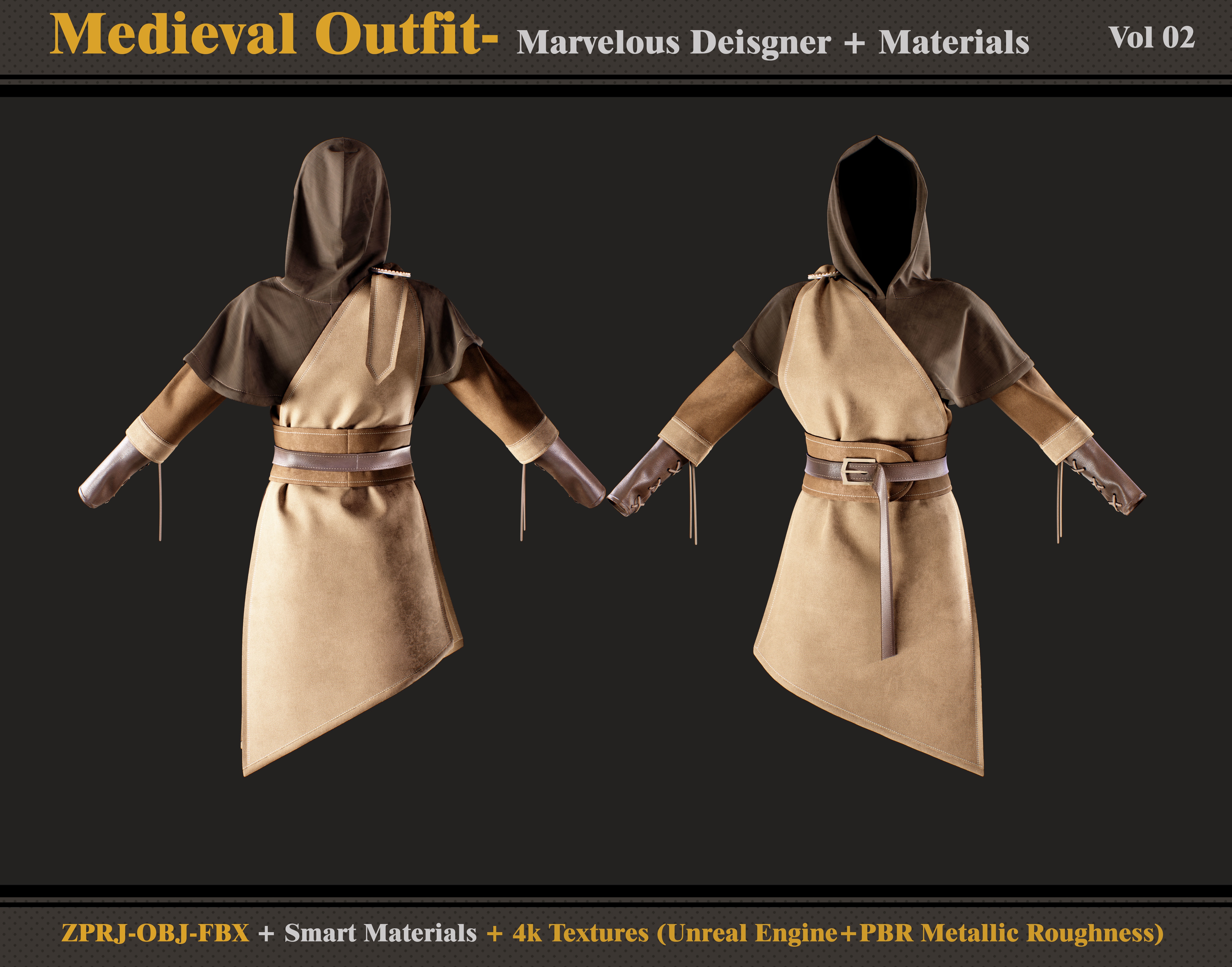 Medieval Outfit-Marvelous Designer-fbx-obj-materials 3D model | CGTrader