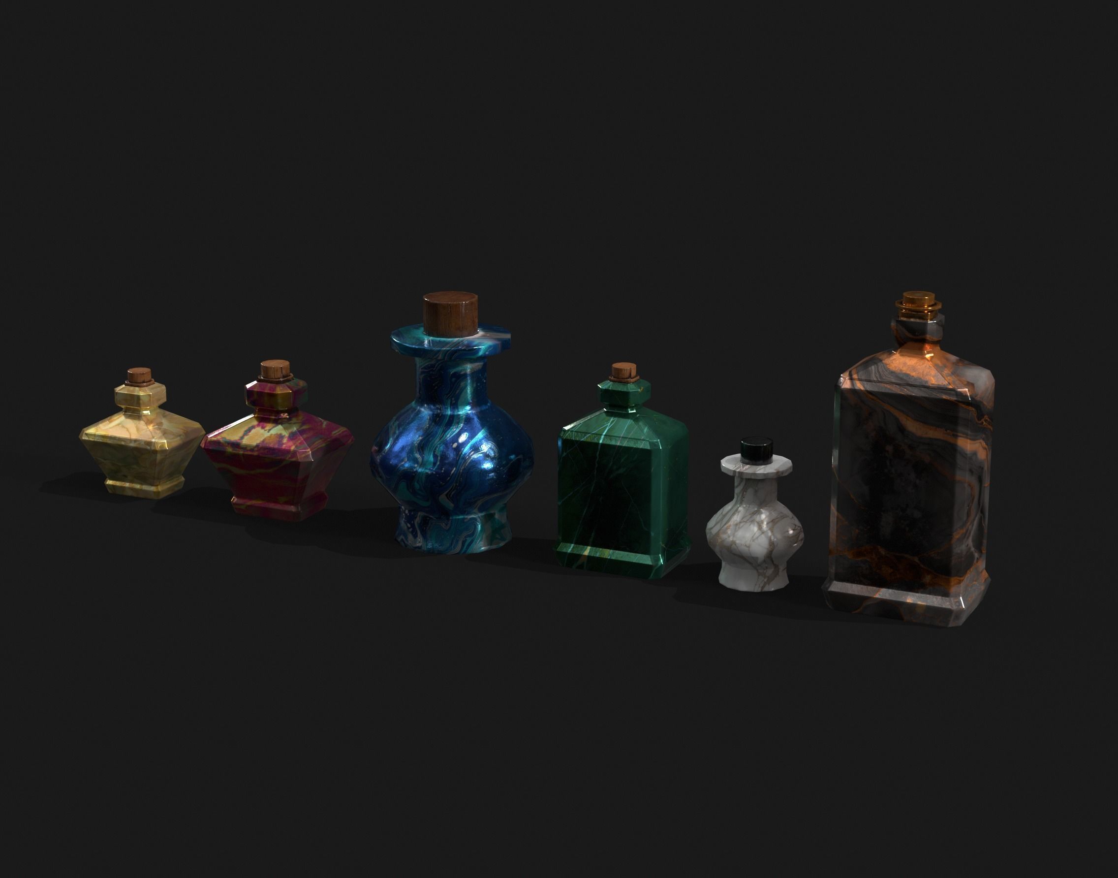 3D model Marble Low Poly Magical Alchemy Potions VR / AR / low-poly ...