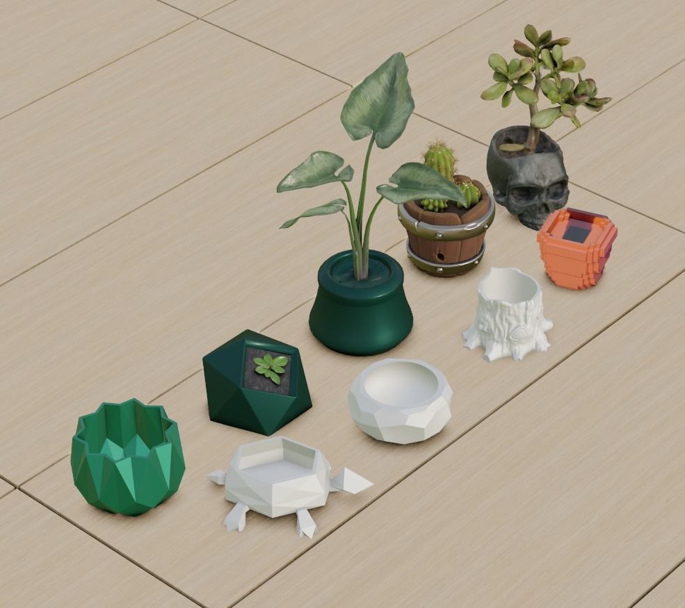 PACK OF 9 - AESTHETIC AND MODERN POT AND PLANTERS 3D model 3D printable ...