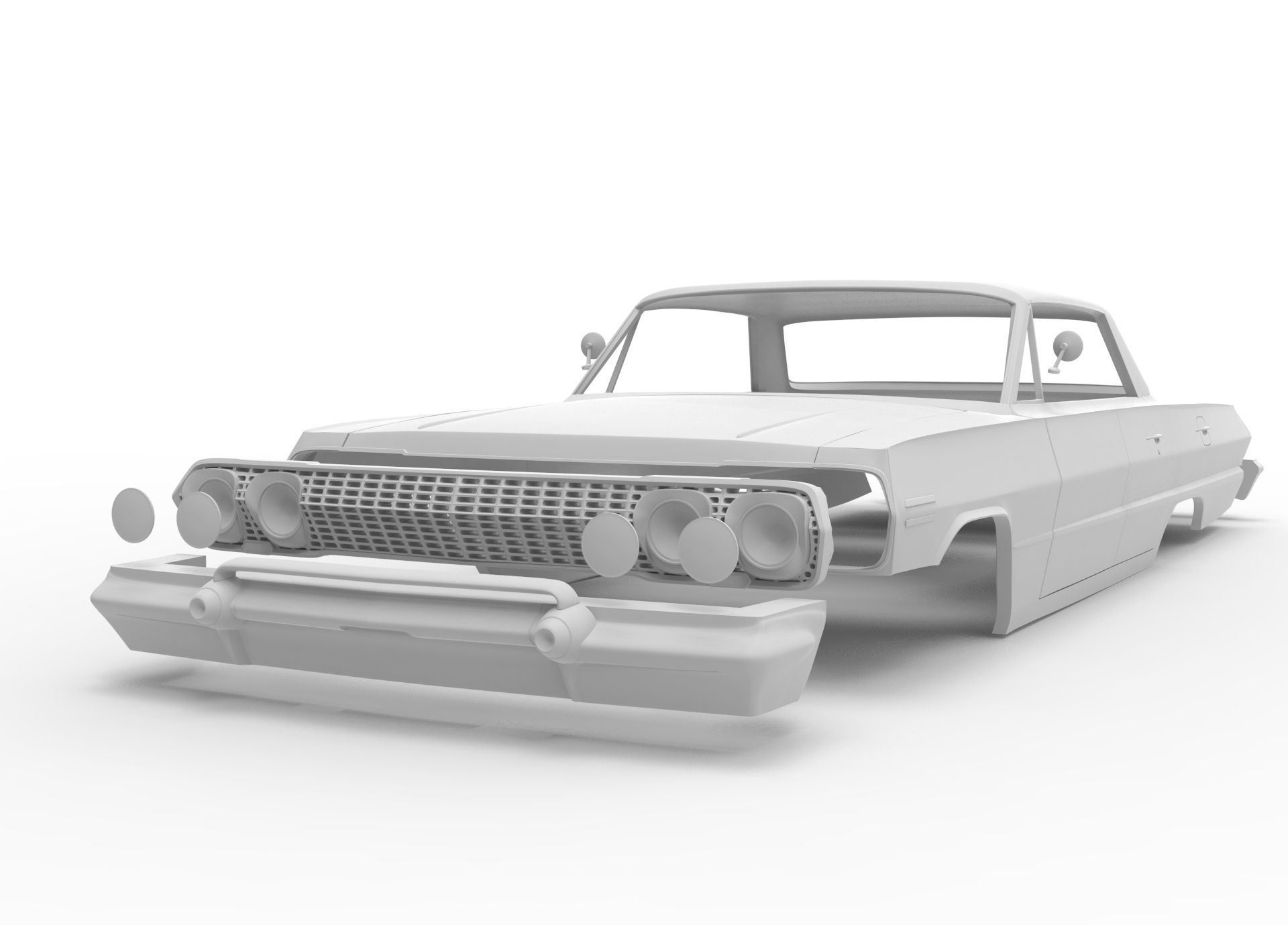 Chevrolet Impala 1963 4 door Hardtop Sport Sedan 3D model 3D printable ...