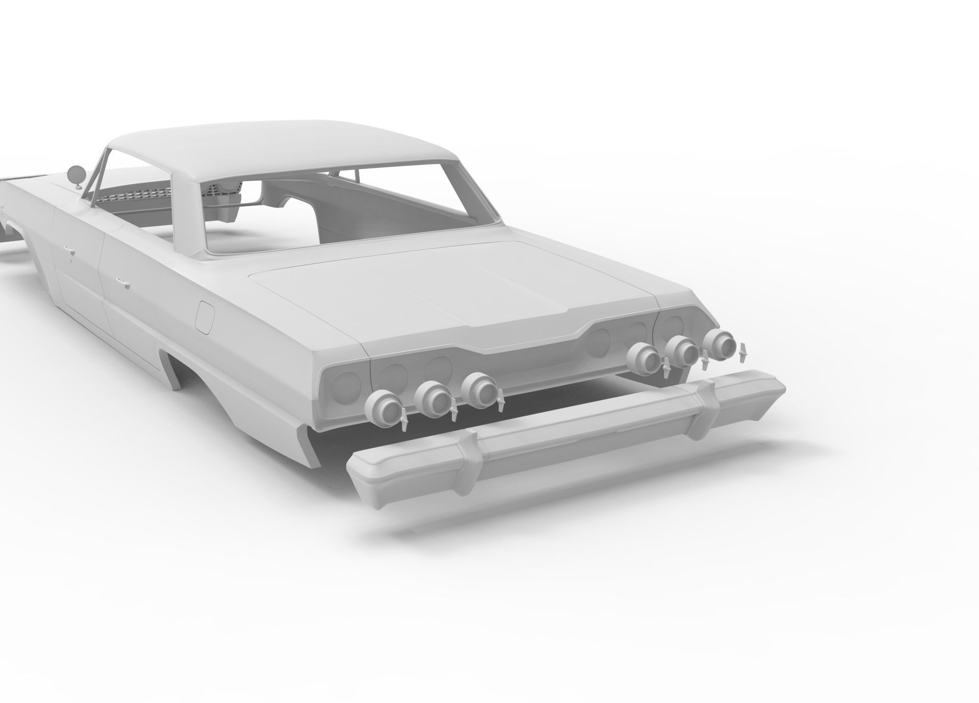 Chevrolet Impala 1963 4 door Hardtop Sport Sedan 3D model 3D printable ...