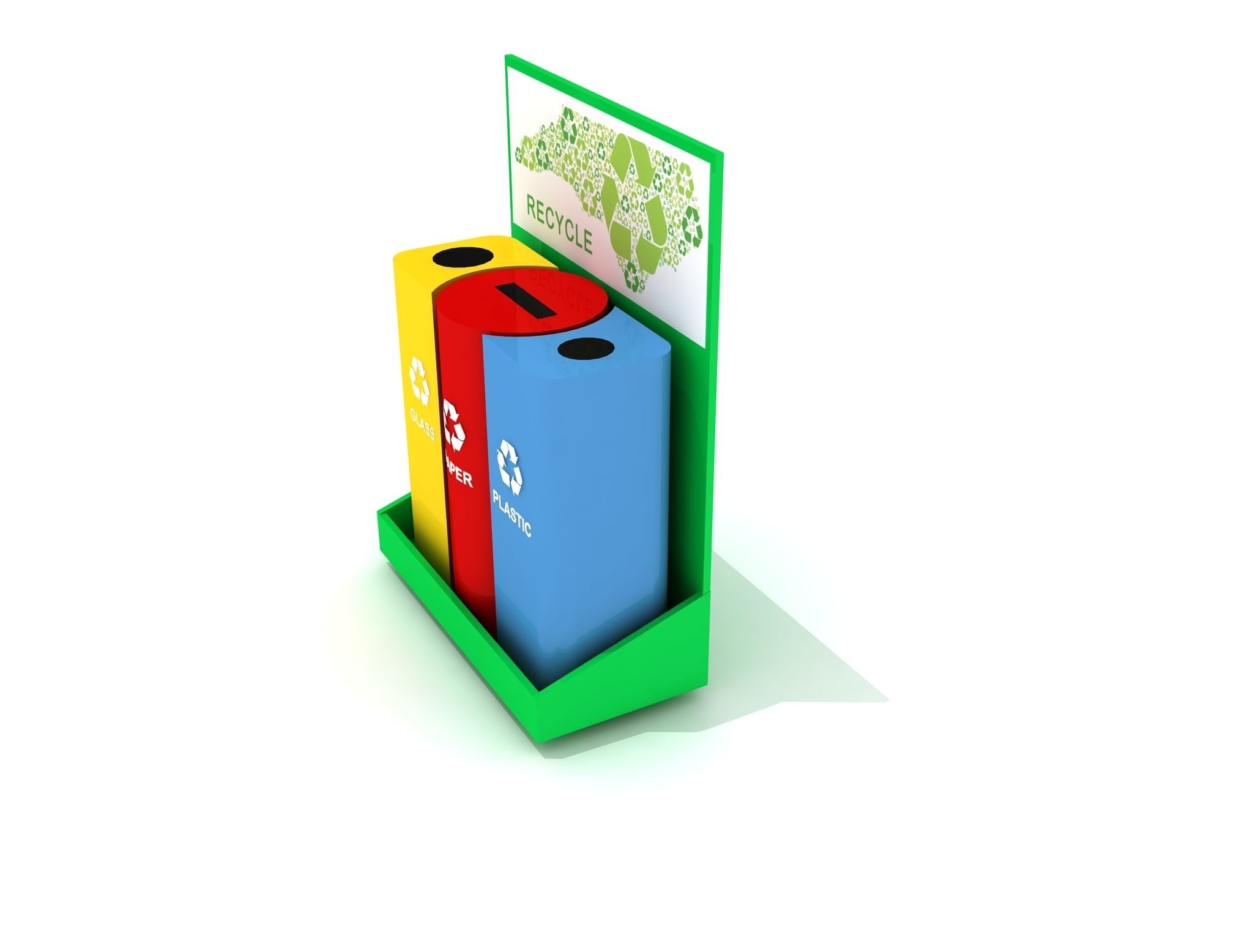 3D model Recycle Bin Glass Paper Plastic VR / AR / low-poly | CGTrader