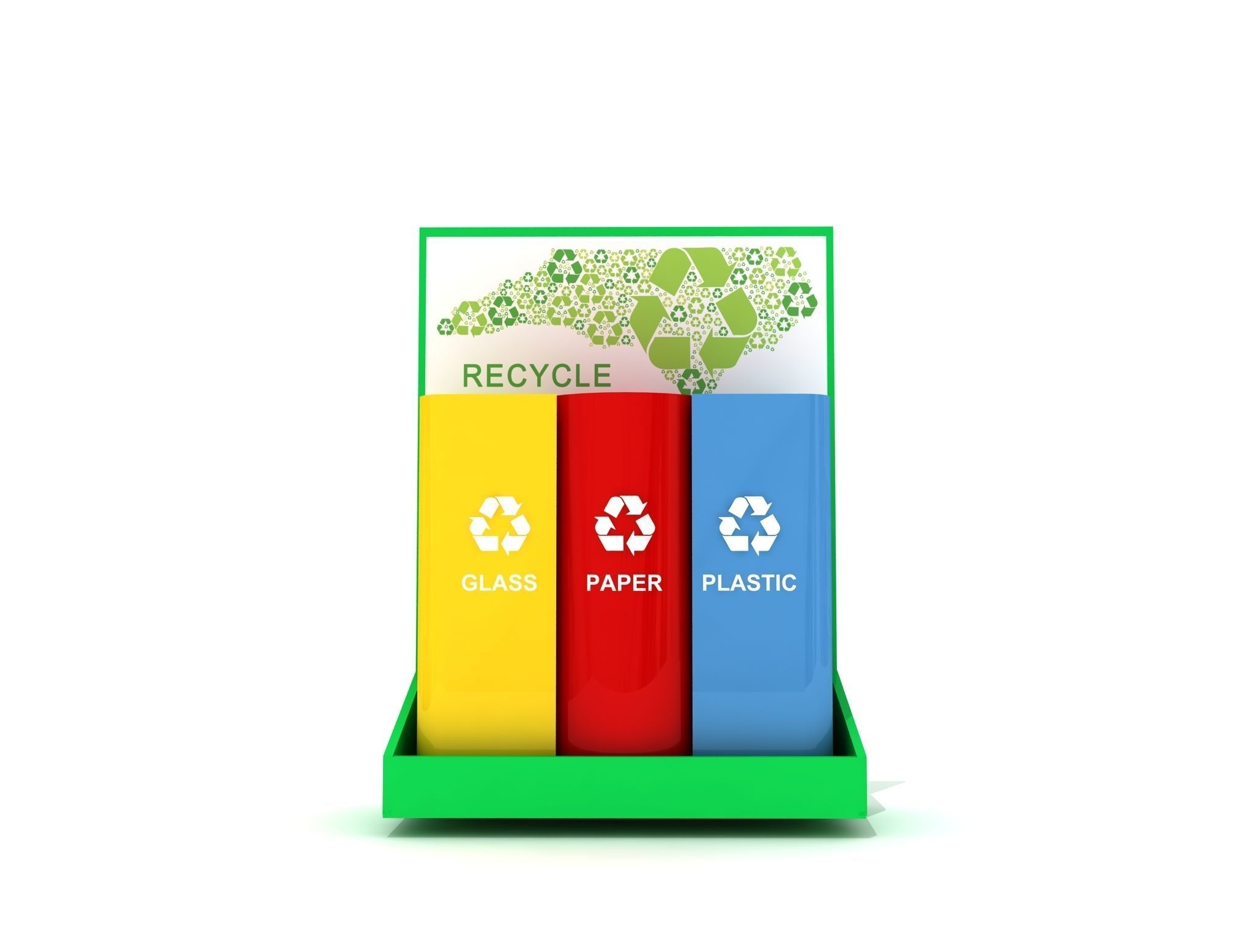 3D model Recycle Bin Glass Paper Plastic VR / AR / low-poly | CGTrader