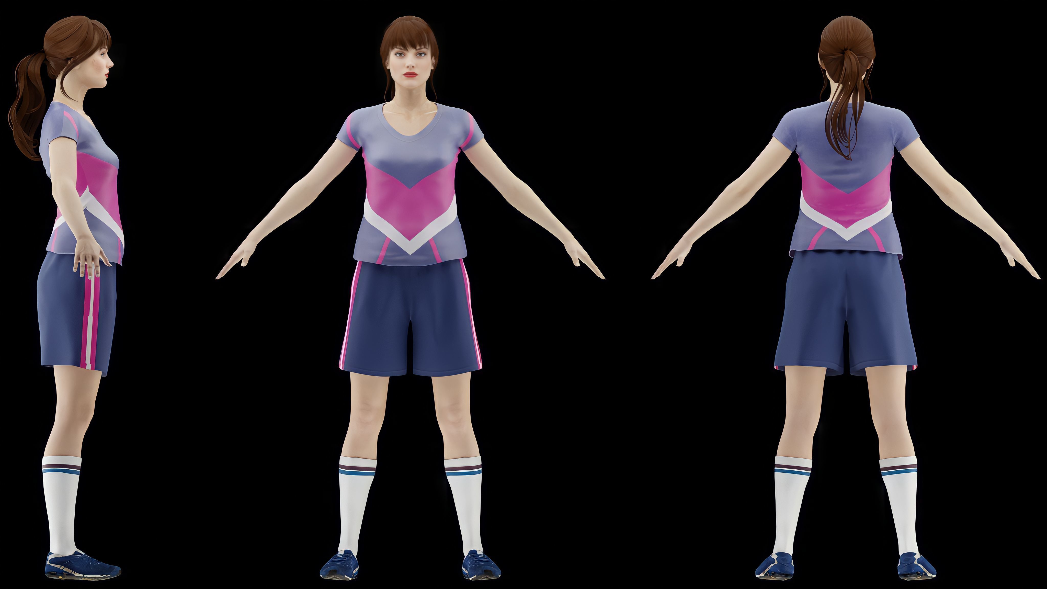 SOCCER GIRL PLAYER REALISTIC CHARACTER 3D model rigged | CGTrader
