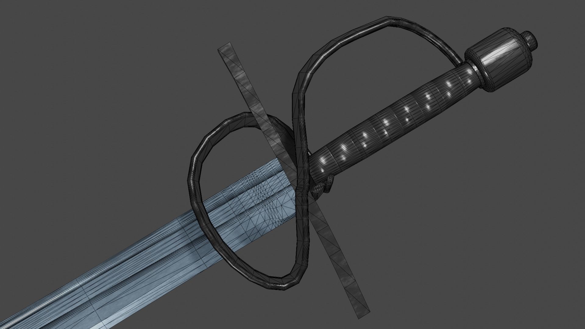 3D model Grossmesser sword with Flamberge handle VR / AR / low-poly ...