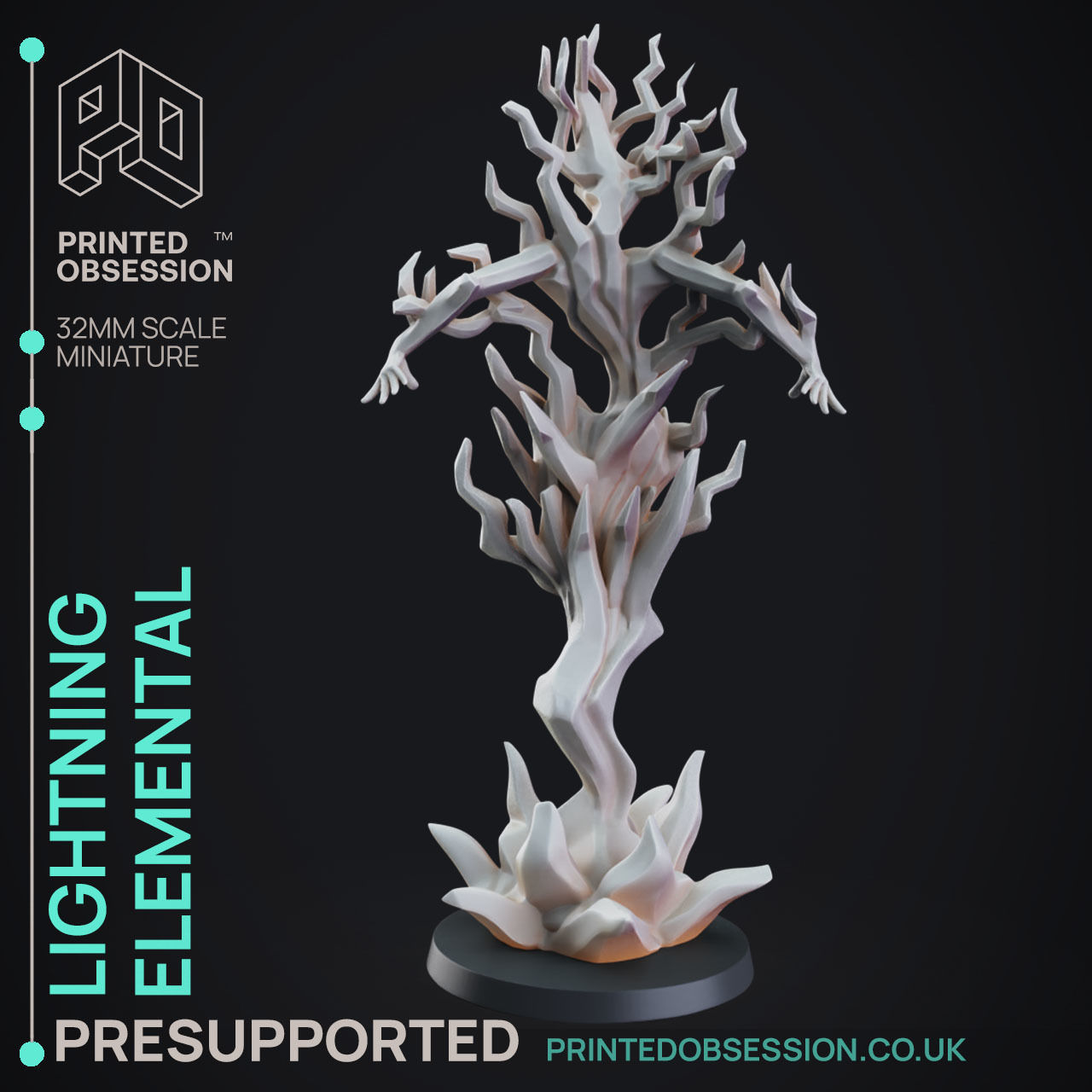 Lightning Element - 3D Printable TTRPG - PRESUPPORTED - 32mm 3D model ...