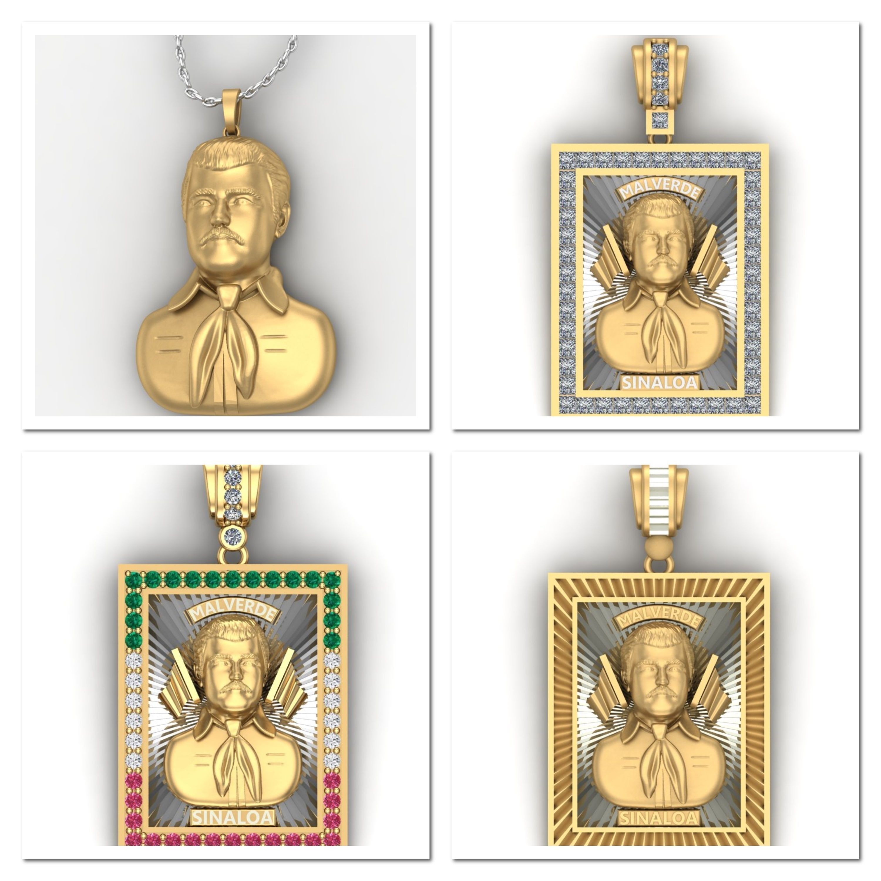 4 Models - Jesus Malverde Narco Saint Sinaloa Pendant STL Model 3D ...