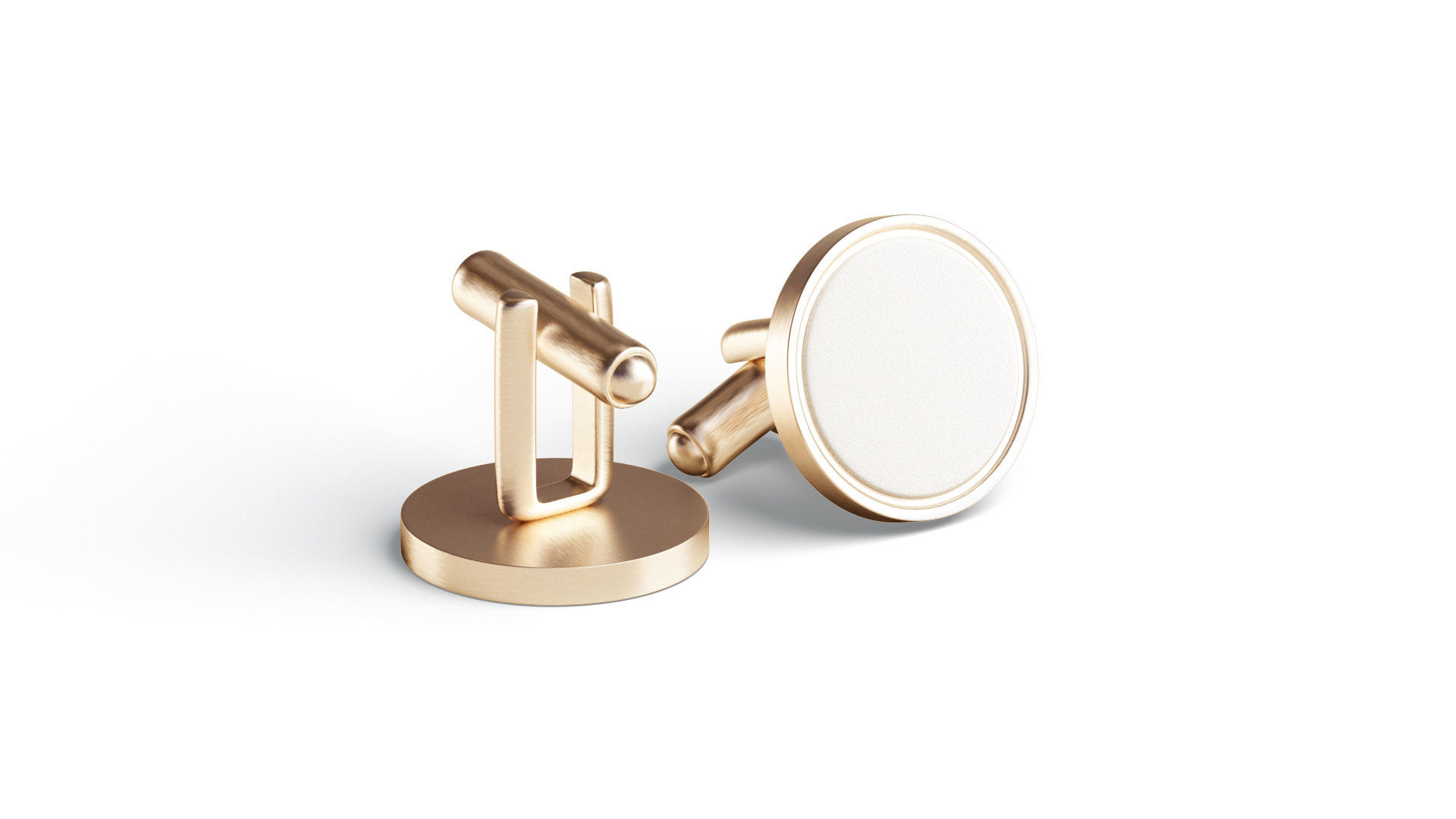 3D model Gold Cufflinks - round classic cuff link pin VR / AR / low ...