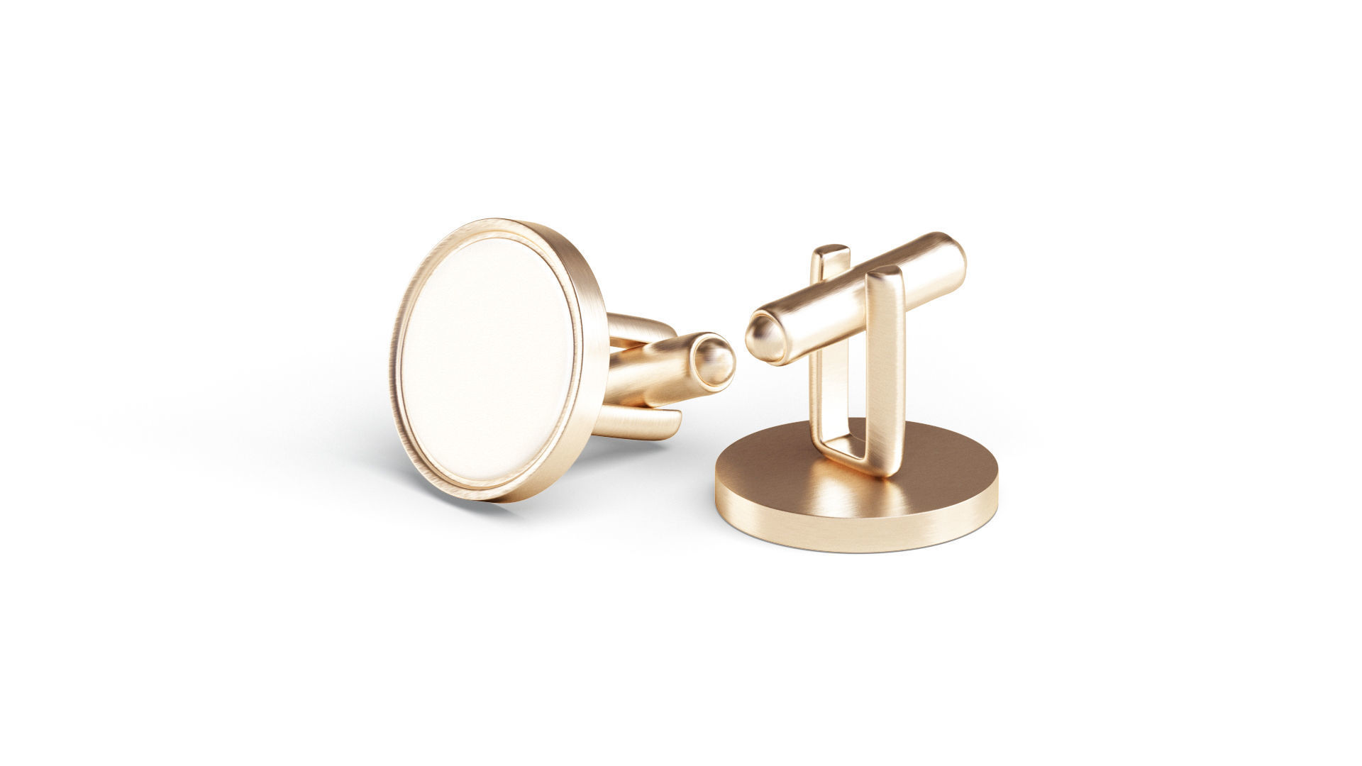 3D model Gold Cufflinks - round classic cuff link pin VR / AR / low ...