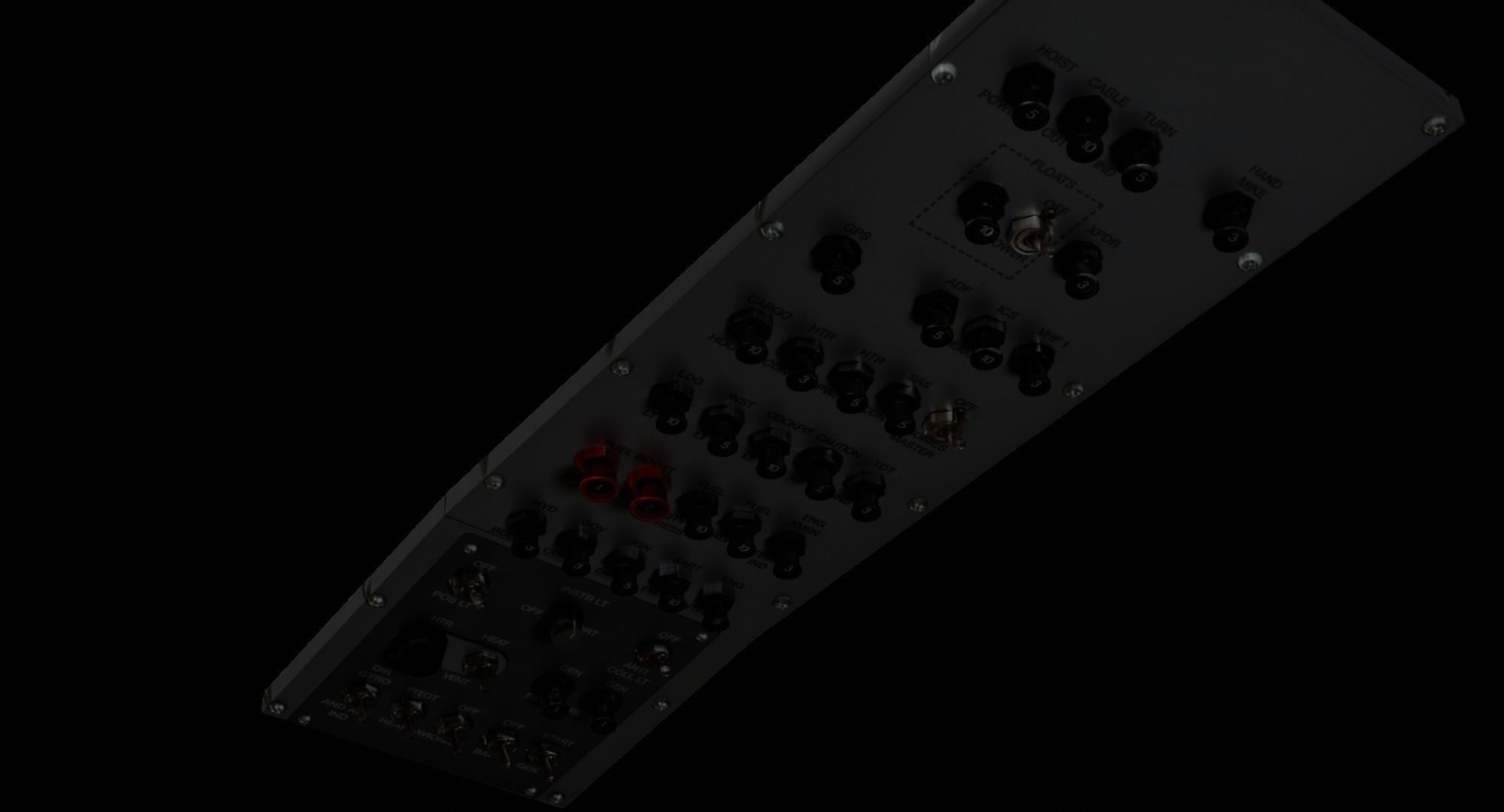 3D model Bell 407 - Helicopter Cockpit - Overhead Panel VR / AR / low ...