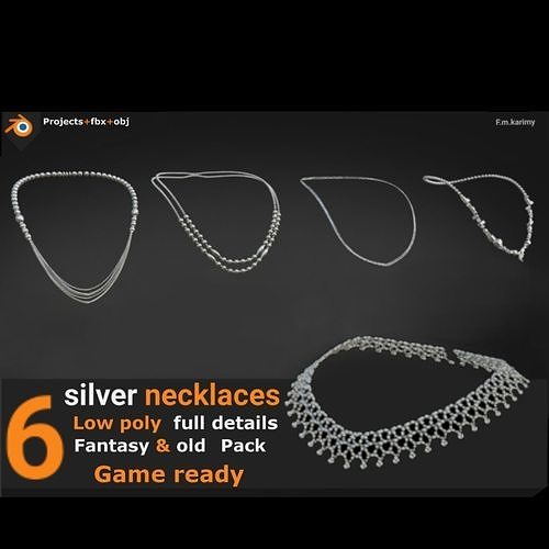 3D model 6 silver necklaces VR / AR / low-poly | CGTrader