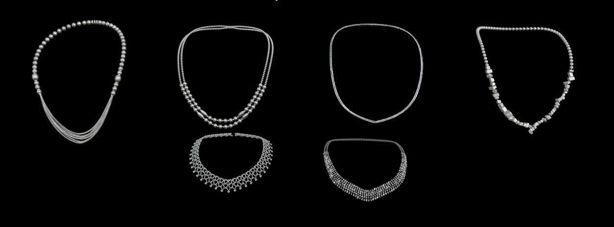 3D model 6 silver necklaces VR / AR / low-poly | CGTrader