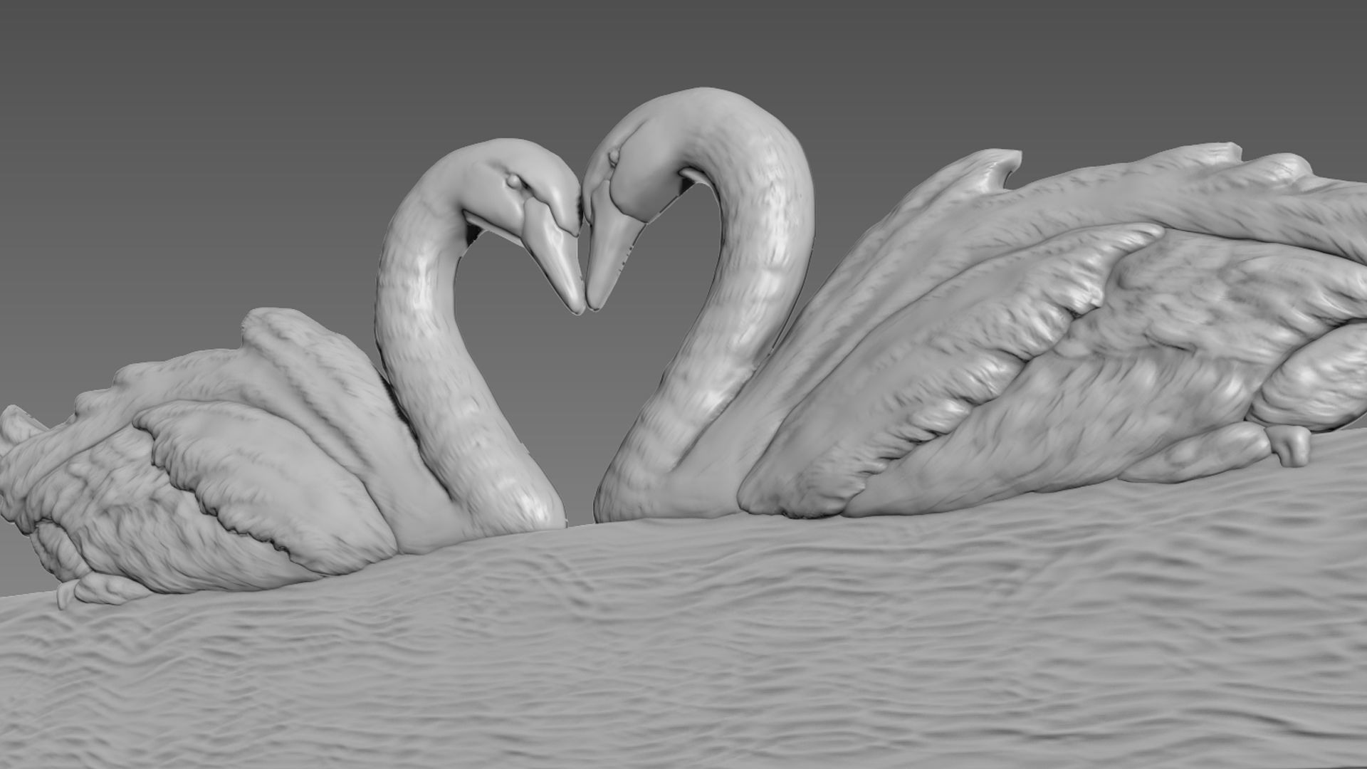 Swans Bas-relief 3D model | CGTrader
