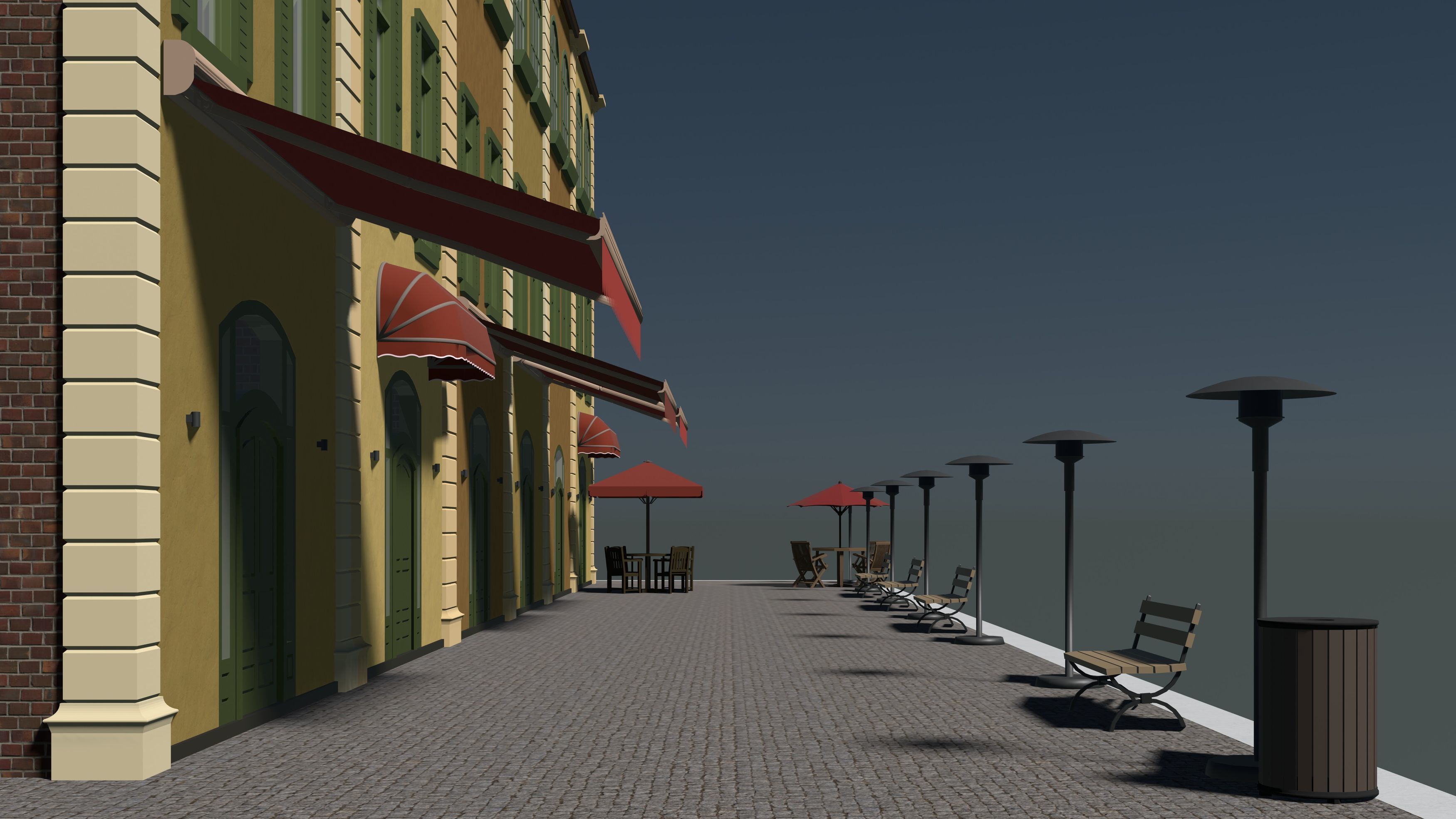 Retro row house 3D model | CGTrader