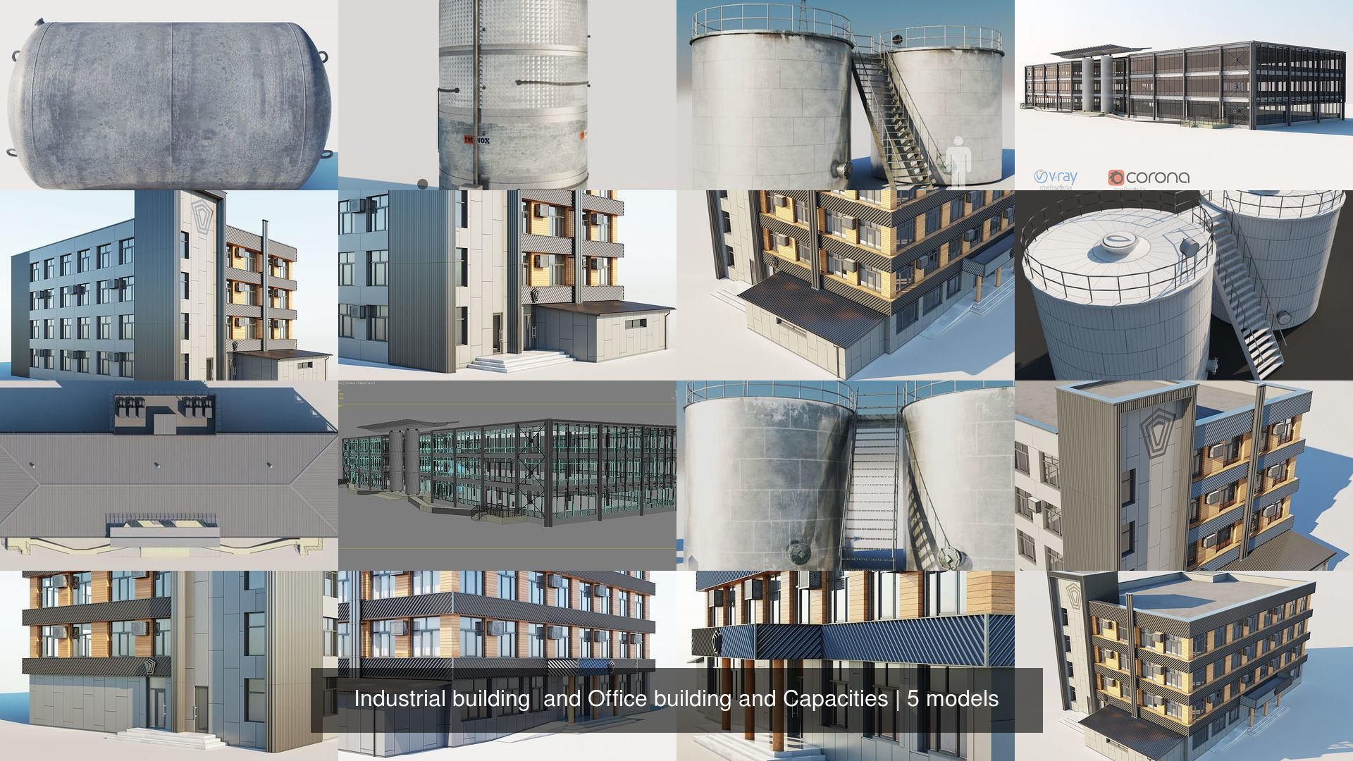 Industrial building and Office building and Capacities 3D Model ...
