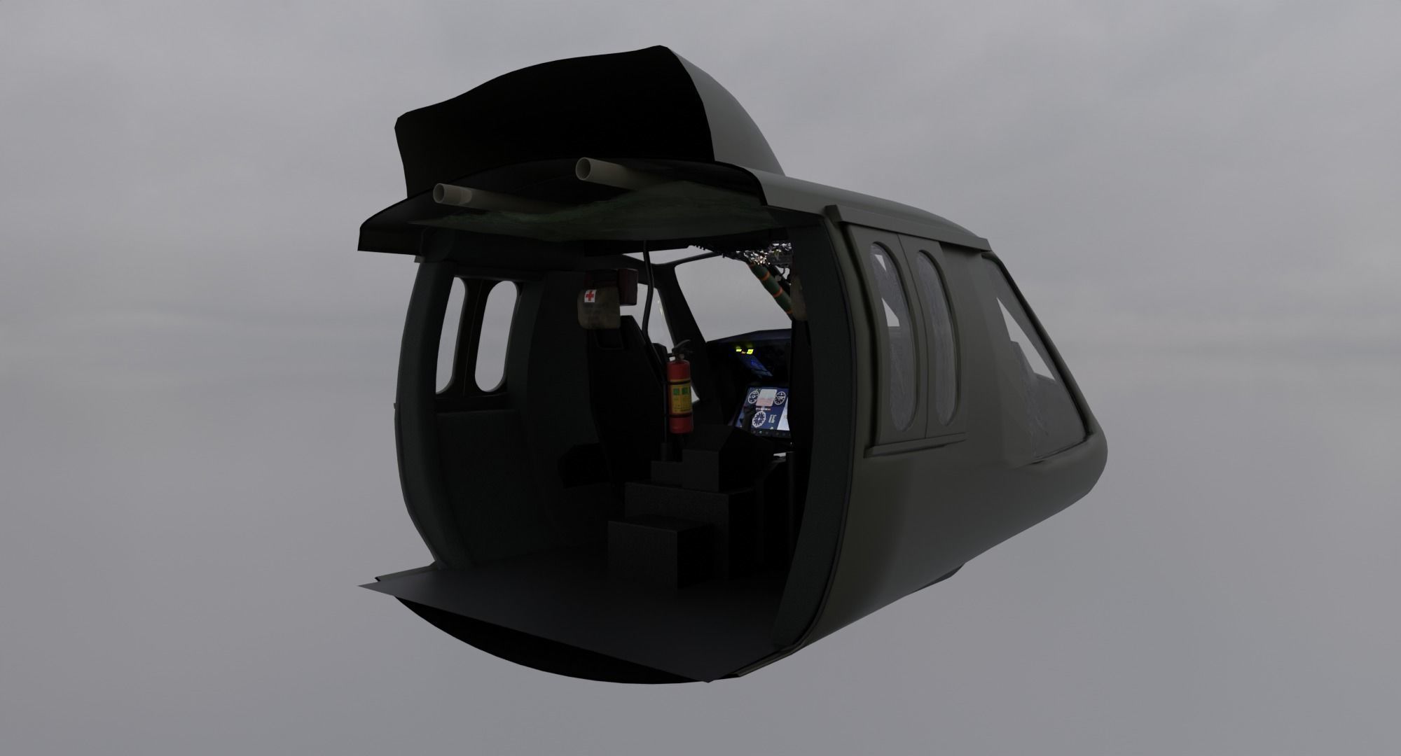 3D model Black Hawk UH-60 Cockpit VR / AR / low-poly | CGTrader