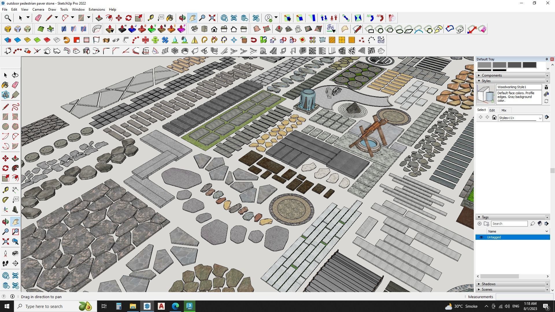 outdoor pedestrian paver stone 3d model 3D model | CGTrader