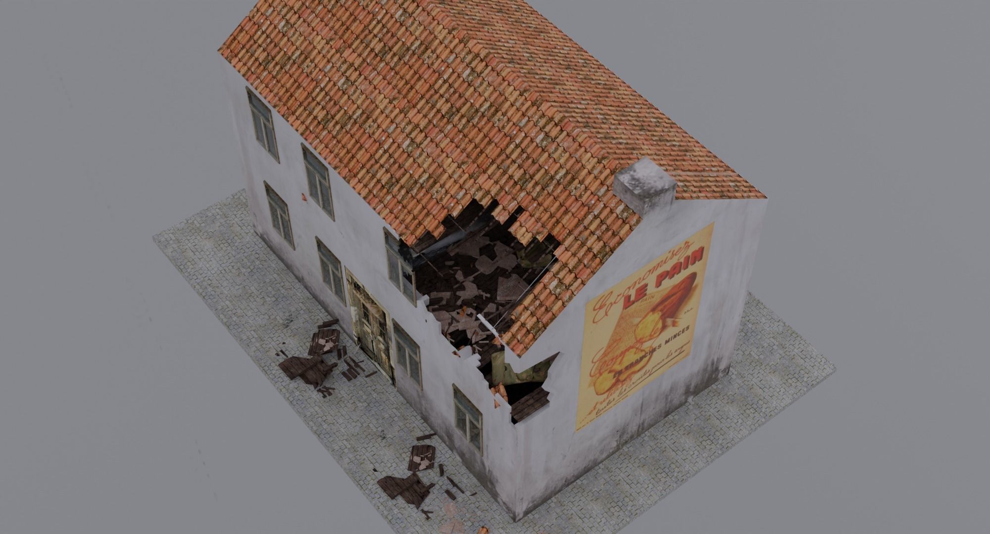 3D model World War 2 Damaged Building VR / AR / low-poly | CGTrader