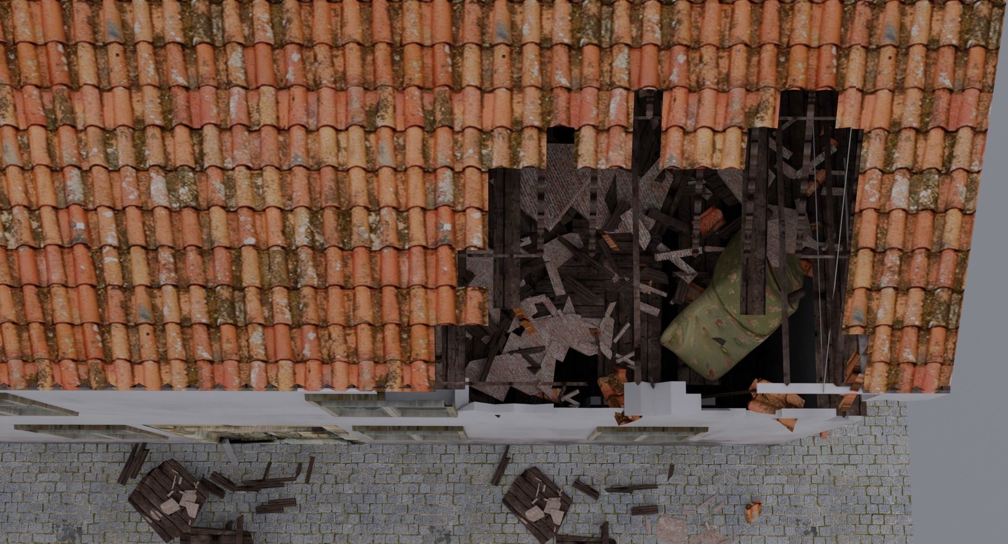 3D model World War 2 Damaged Building VR / AR / low-poly | CGTrader