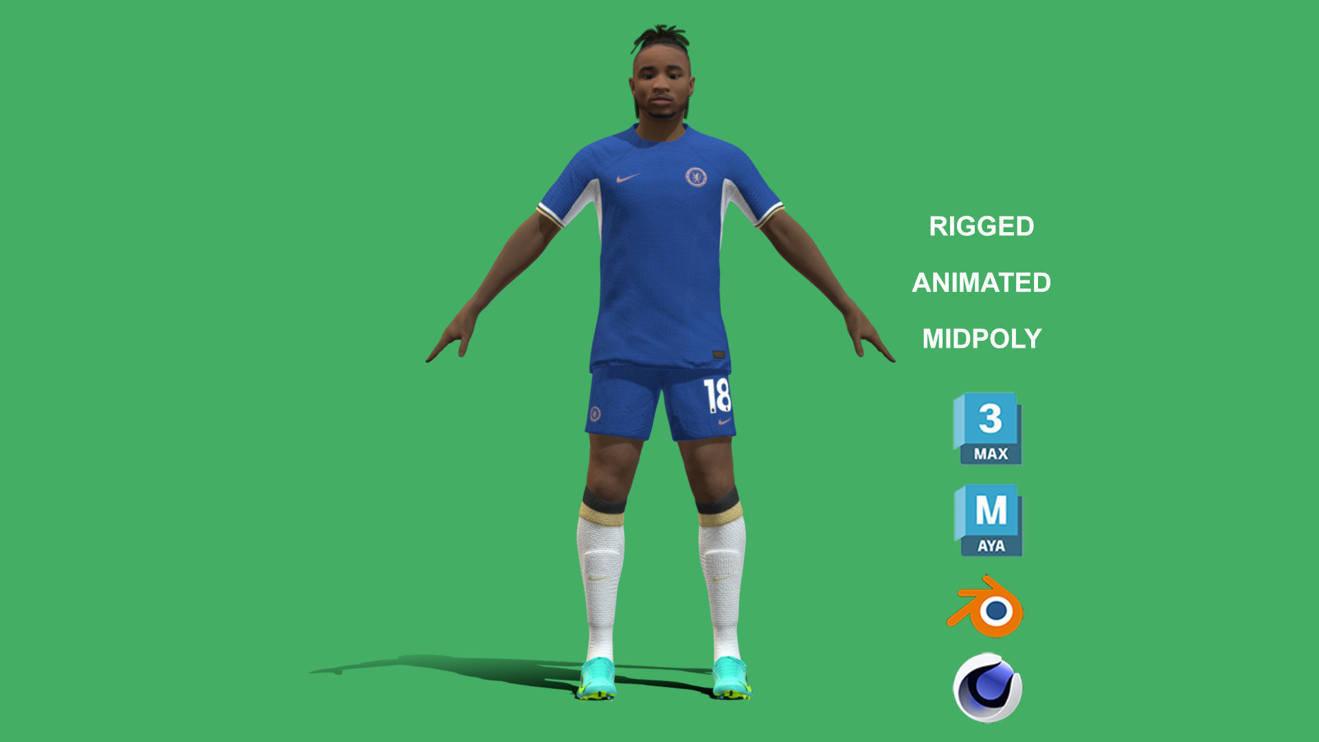 3D Rigged Christopher Nkunku Chelsea 2024 3D model animated rigged ...