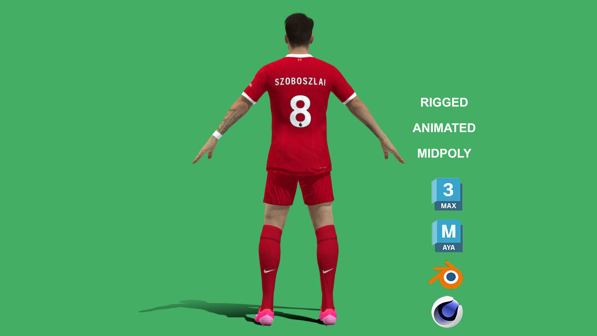 3D Rigged Dominik Szoboszlai Liverpool 2024 3D model animated rigged ...