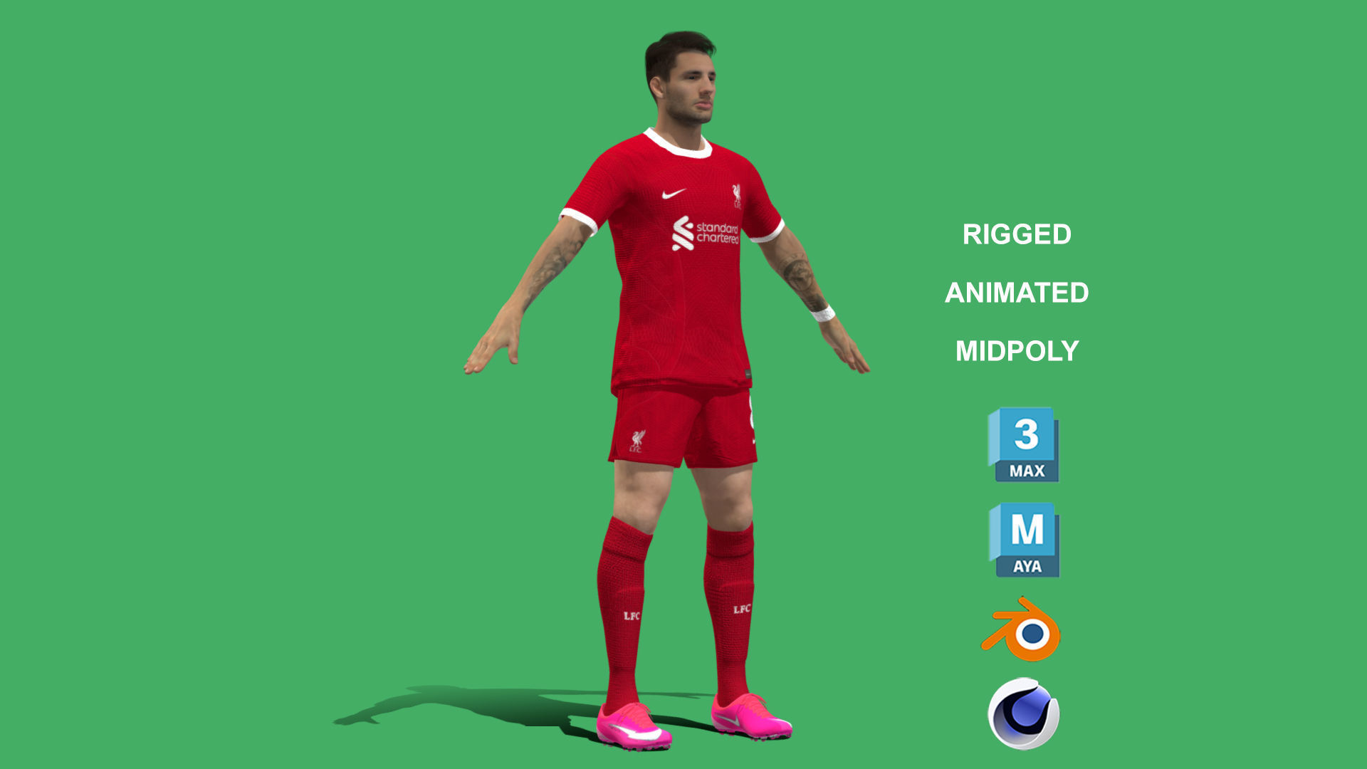 3D Rigged Dominik Szoboszlai Liverpool 2024 3D model animated rigged ...