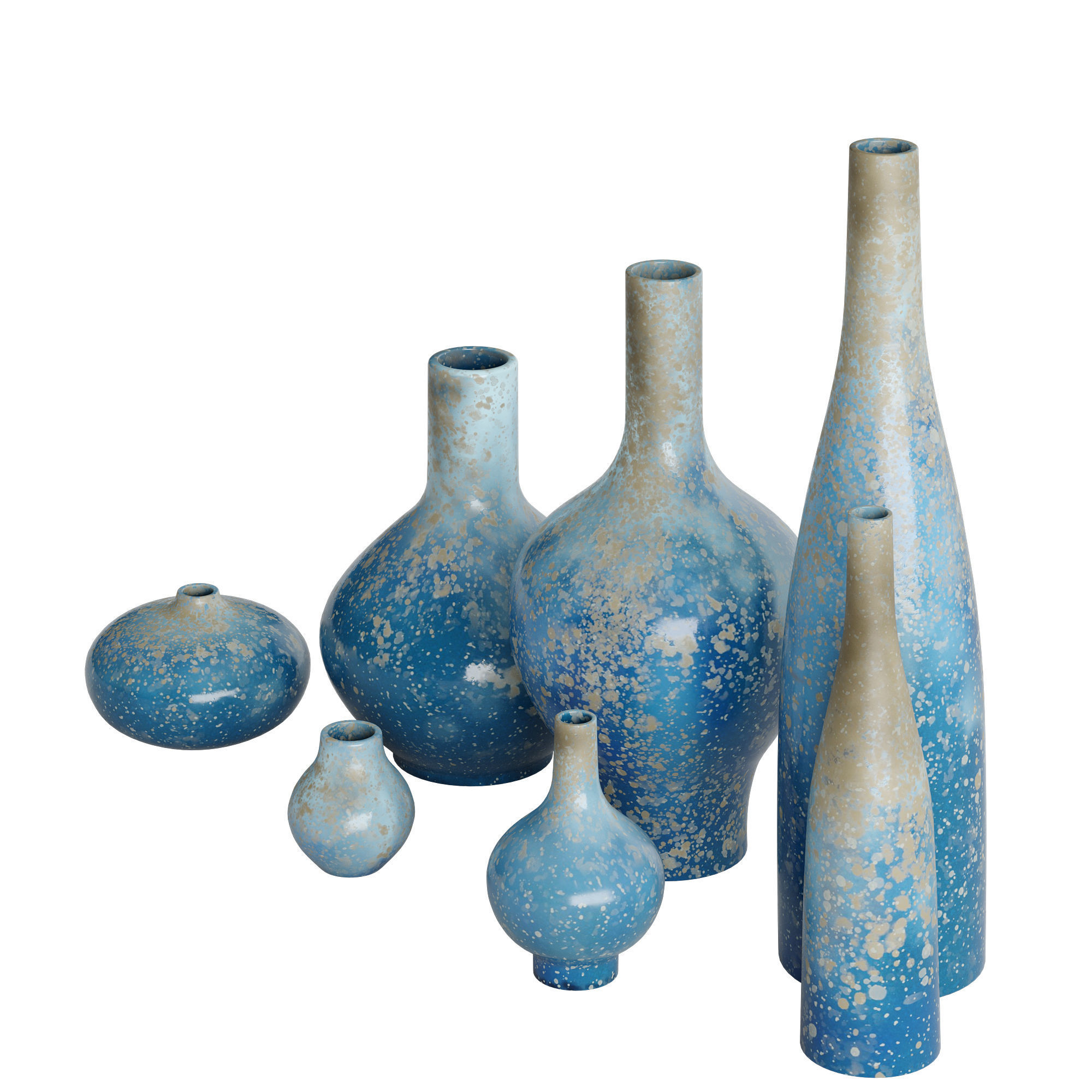 Reactive Glaze Ocean Ceramic Vases 3D model | CGTrader