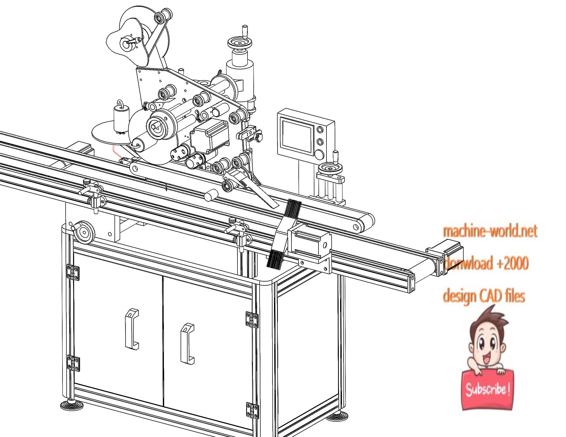 industrial 3D model 90 degree carton labeling machine 3D model | CGTrader