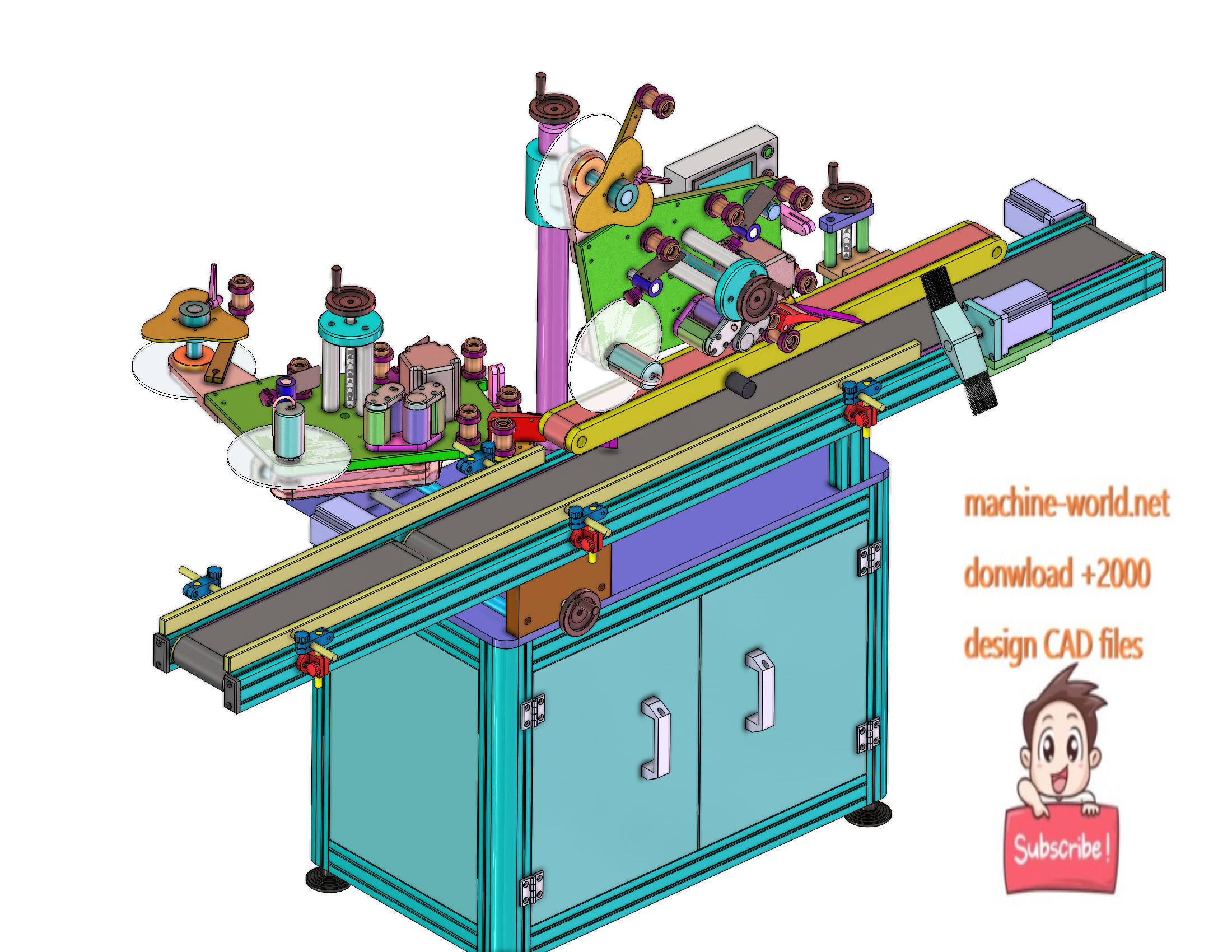 industrial 3D model 90 degree carton labeling machine 3D model | CGTrader