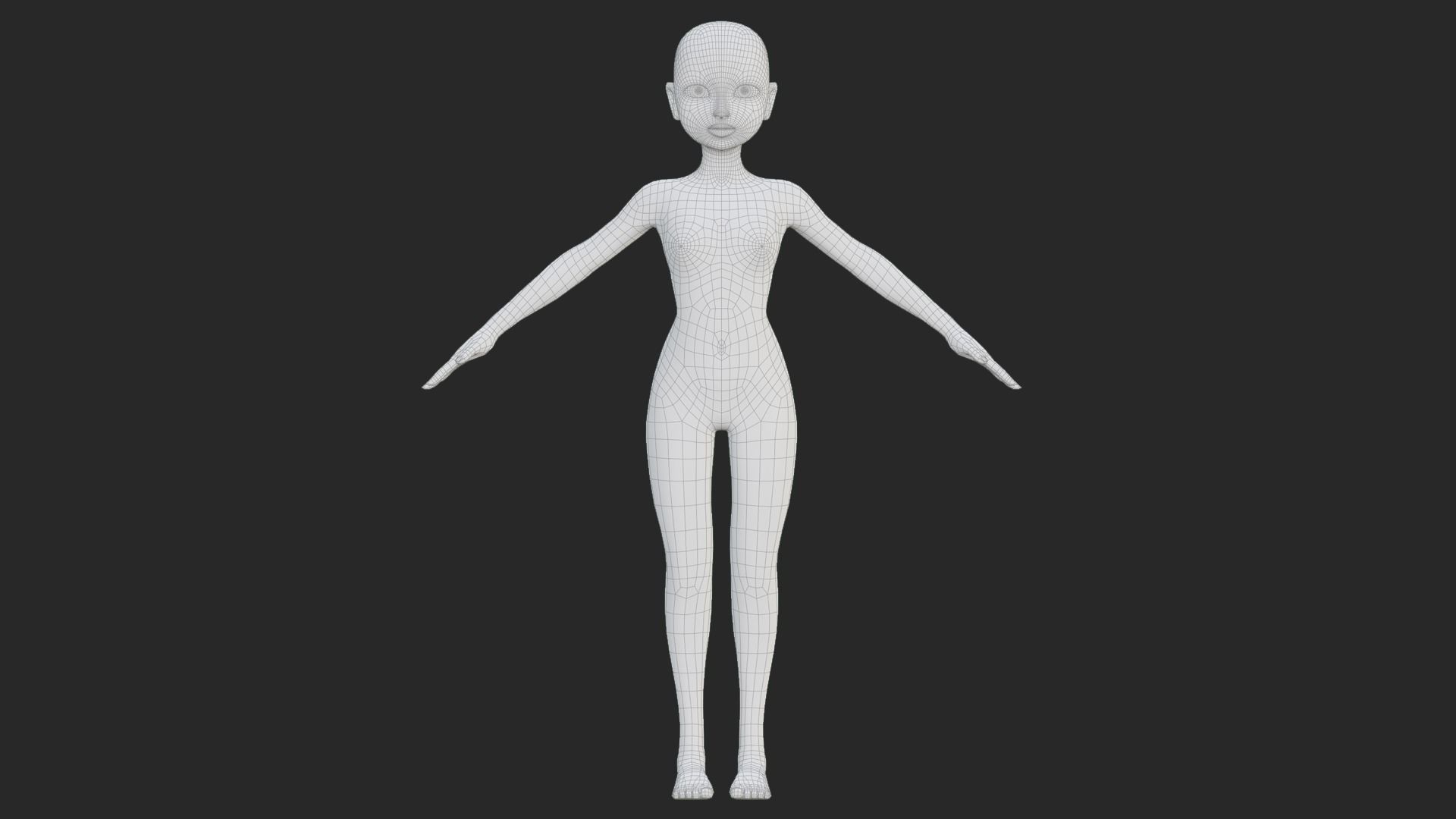 3D model Base Meshes Female Character Low Polygon 3D Model VR / AR ...