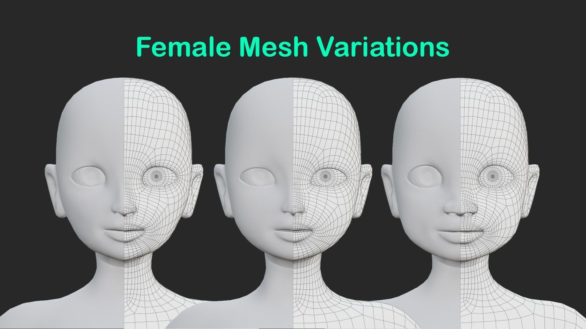 3D model Base Meshes Female Character Low Polygon 3D Model VR / AR ...