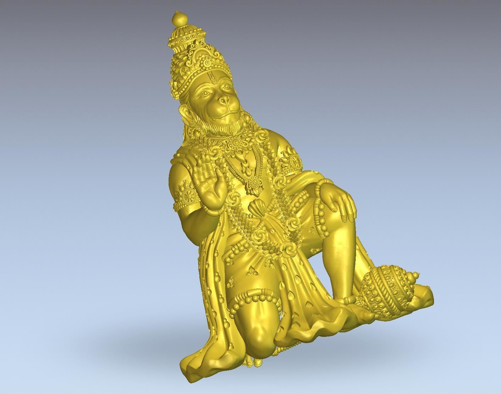 Hanuman sitting Ashirvad 3D model 3D printable | CGTrader