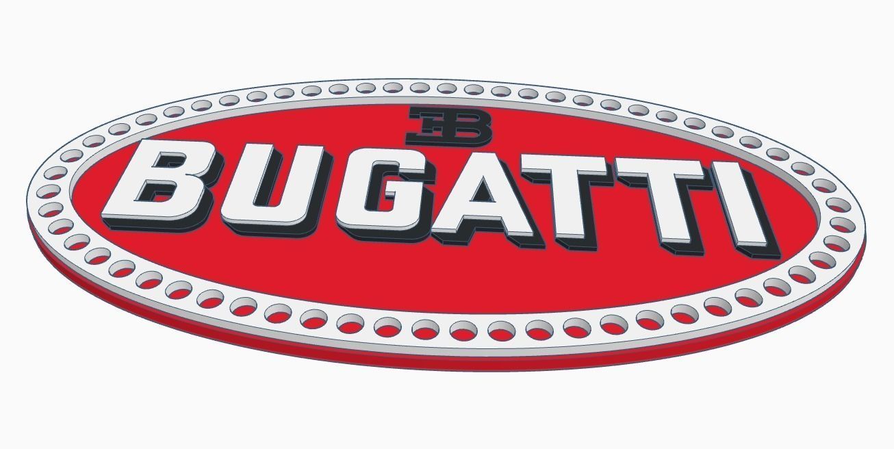 Bugatti logo multi color 3D model 3D printable | CGTrader