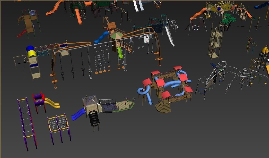 playground equipments group 3D model | CGTrader