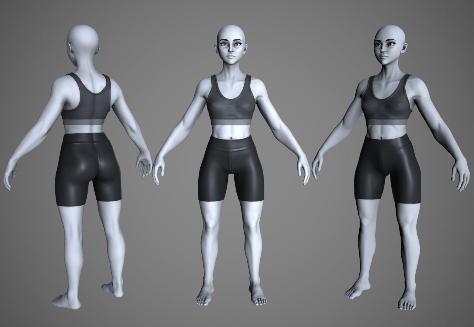 3D model Stylized female character full body base mesh 3D model VR / AR ...