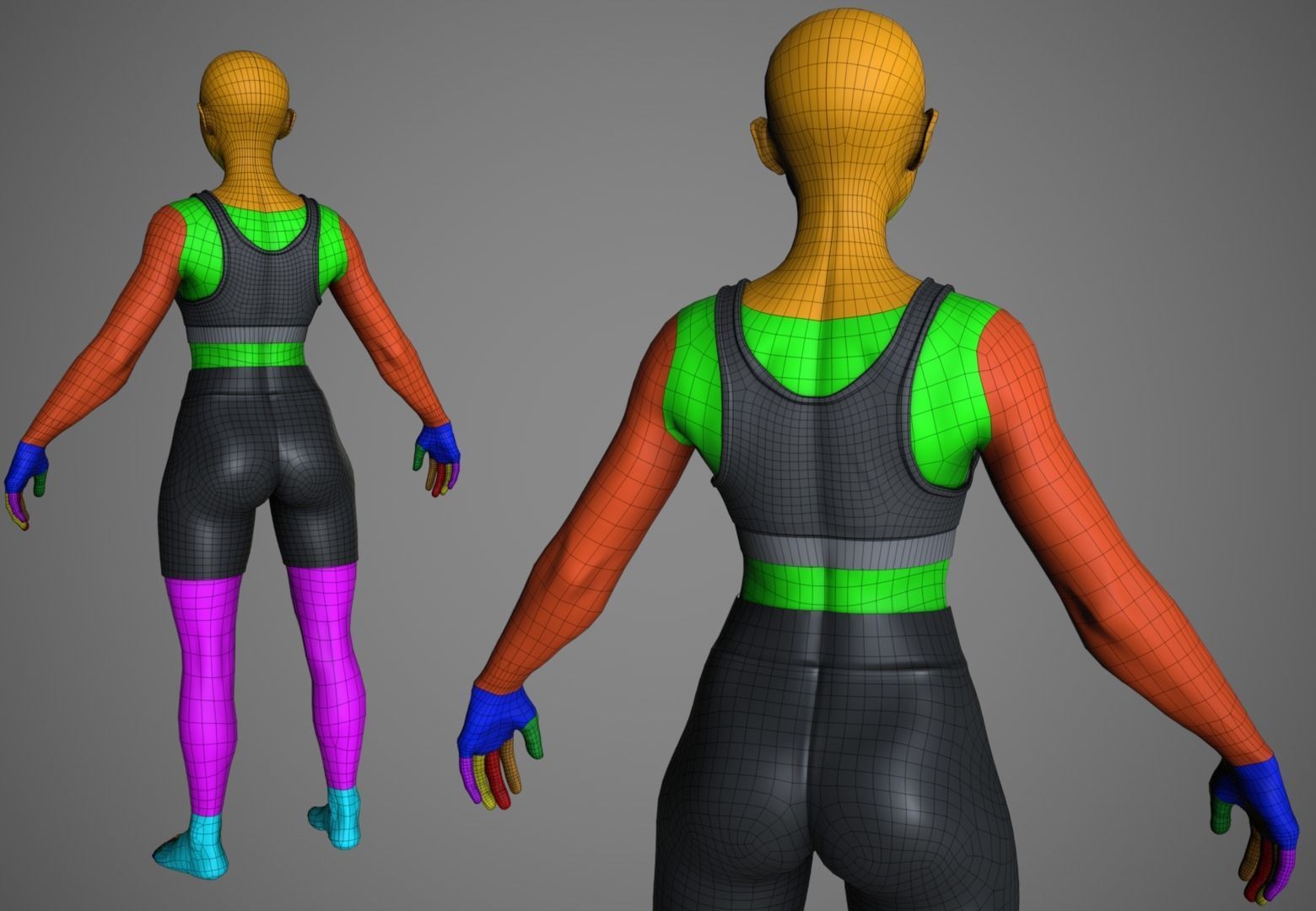 3D model Stylized female character full body base mesh 3D model VR / AR ...