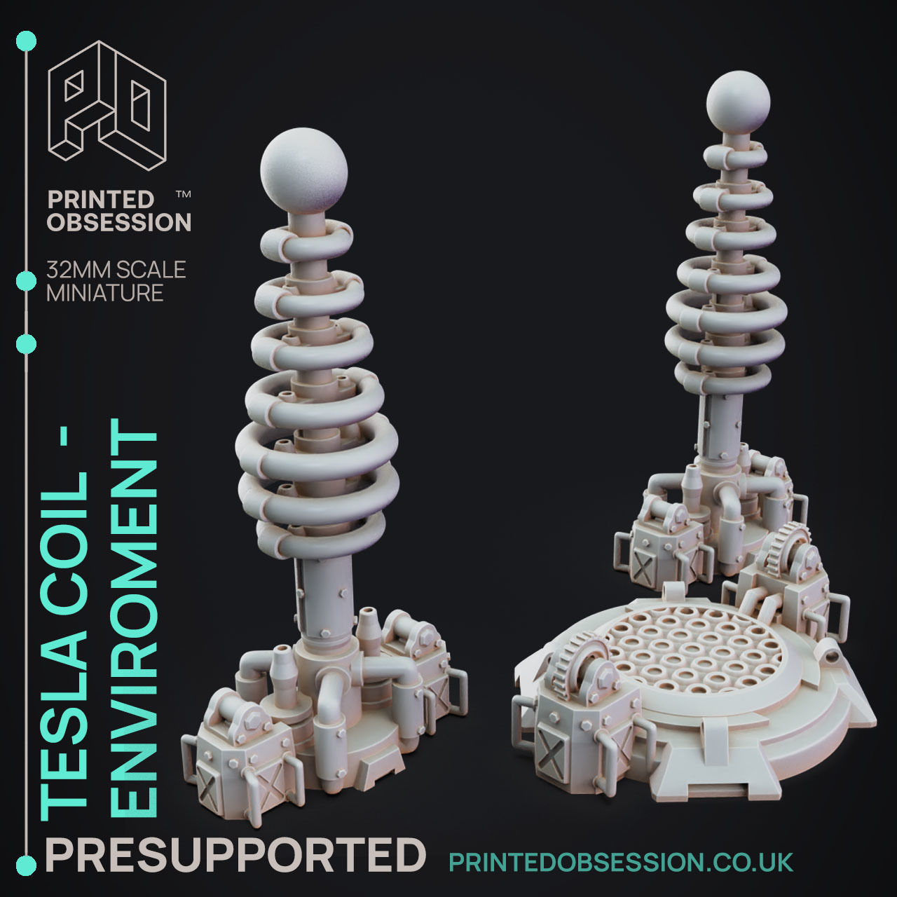 Tesla Coil - 3D Printable TTRPG - PRESUPPORTED - 32mm Scale 3D model 3D ...