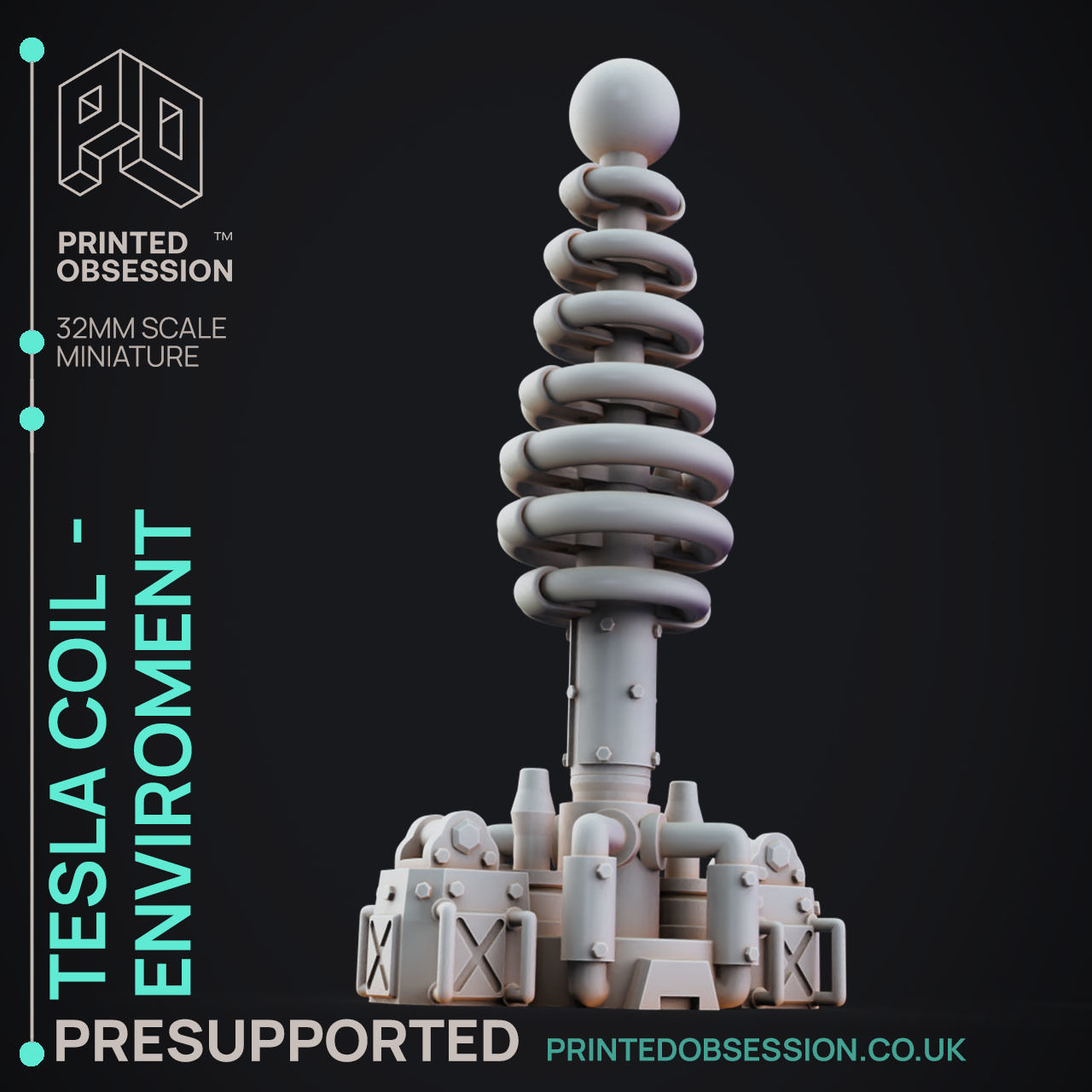 Tesla Coil - 3D Printable TTRPG - PRESUPPORTED - 32mm Scale 3D model 3D ...