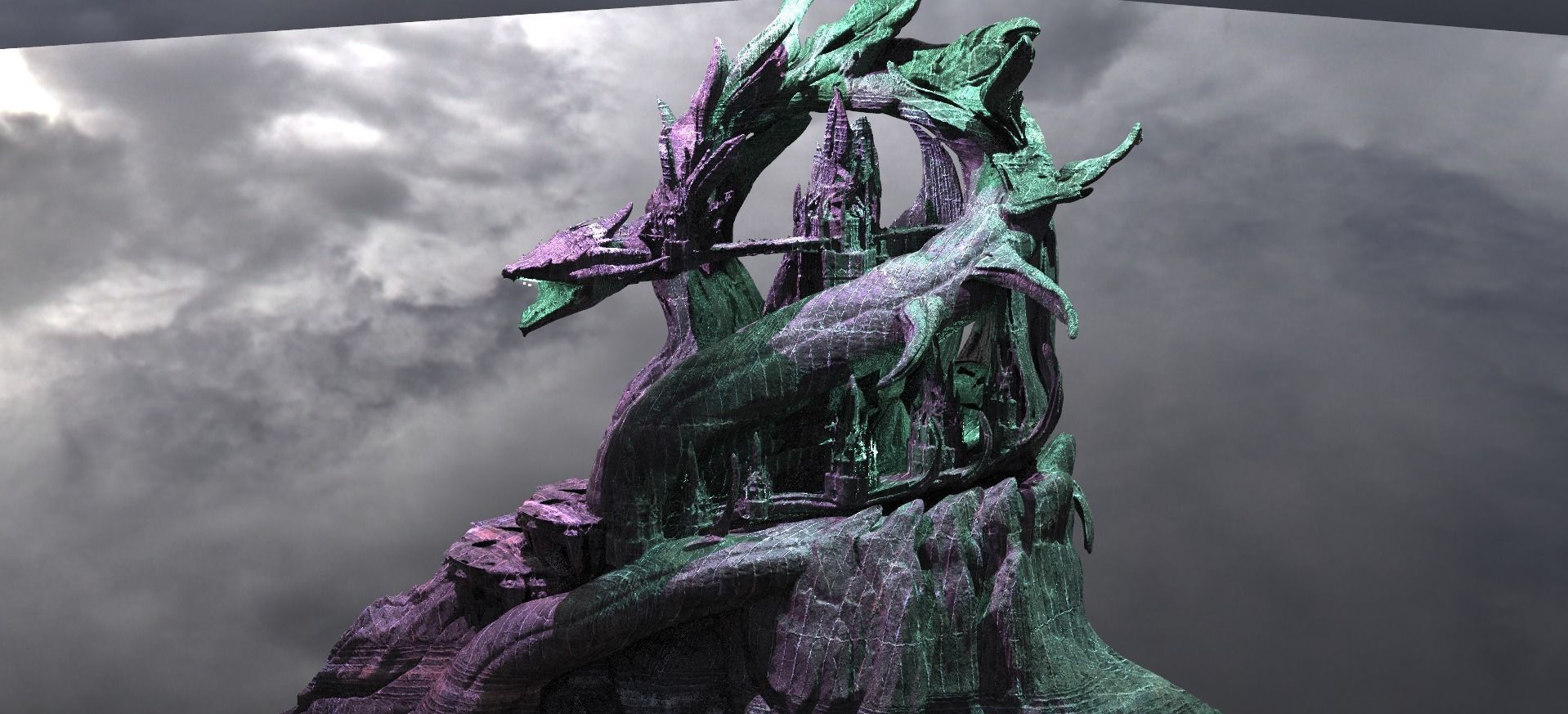 Snake Mountain Curved Dark City version 3D model | CGTrader