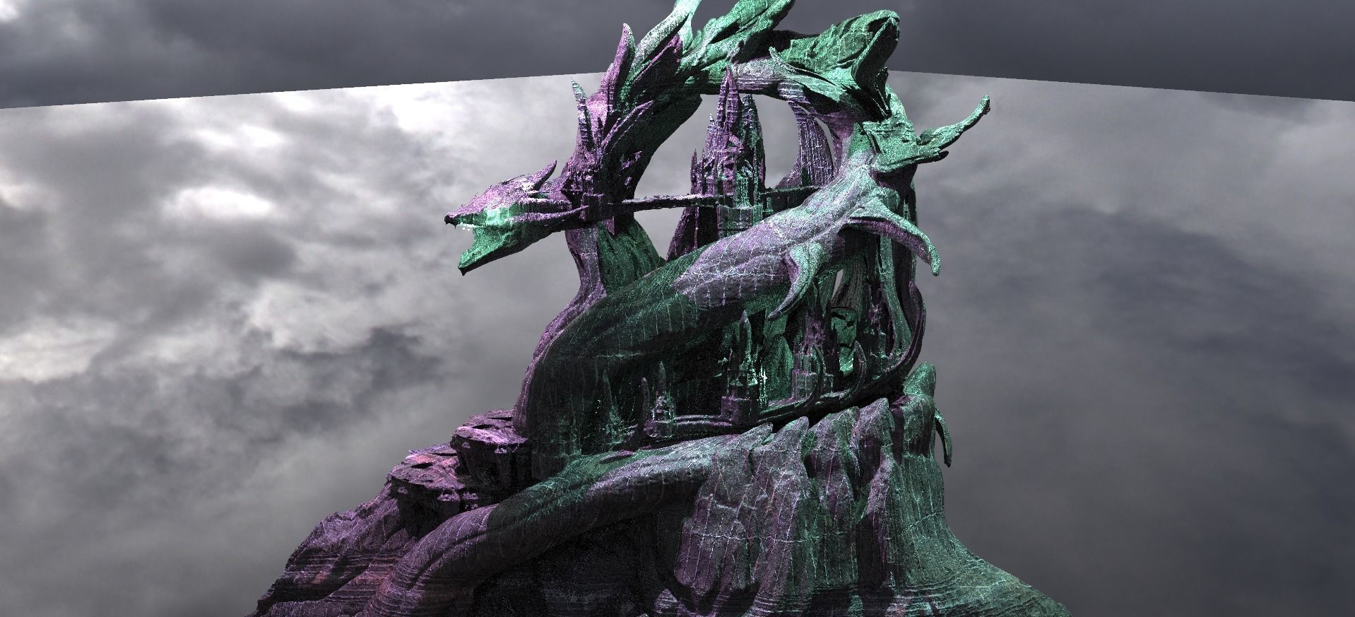 Snake Mountain Curved Dark City version 3D model | CGTrader