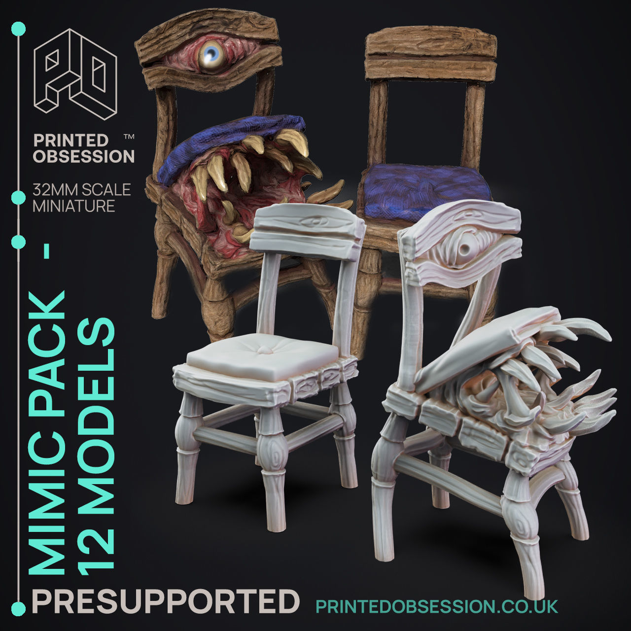 Furniture Mimic - 3D Printable TTRPG - PRESUPPORTED - 32mm 3D model 3D ...